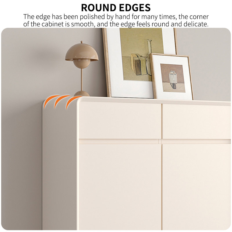 NICECABINET Simple Cream Paint Wooden Accent Cabinet | Wayfair