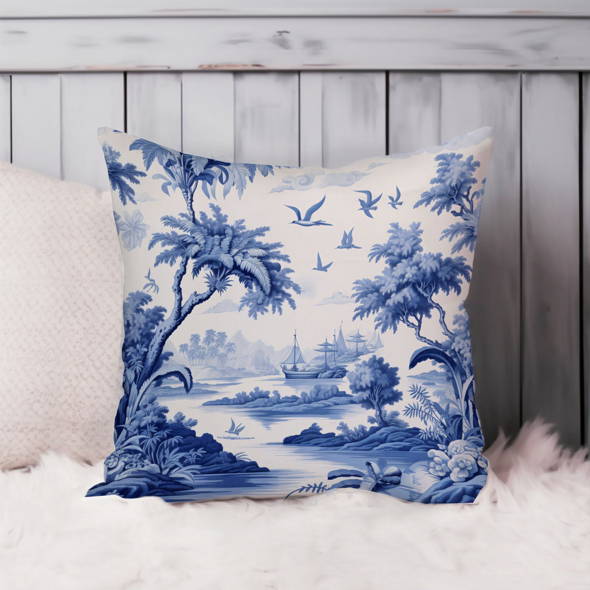 Ethan Taylor Landscape and Nature Toile de Juoy Style Pattern IX Pillow ...