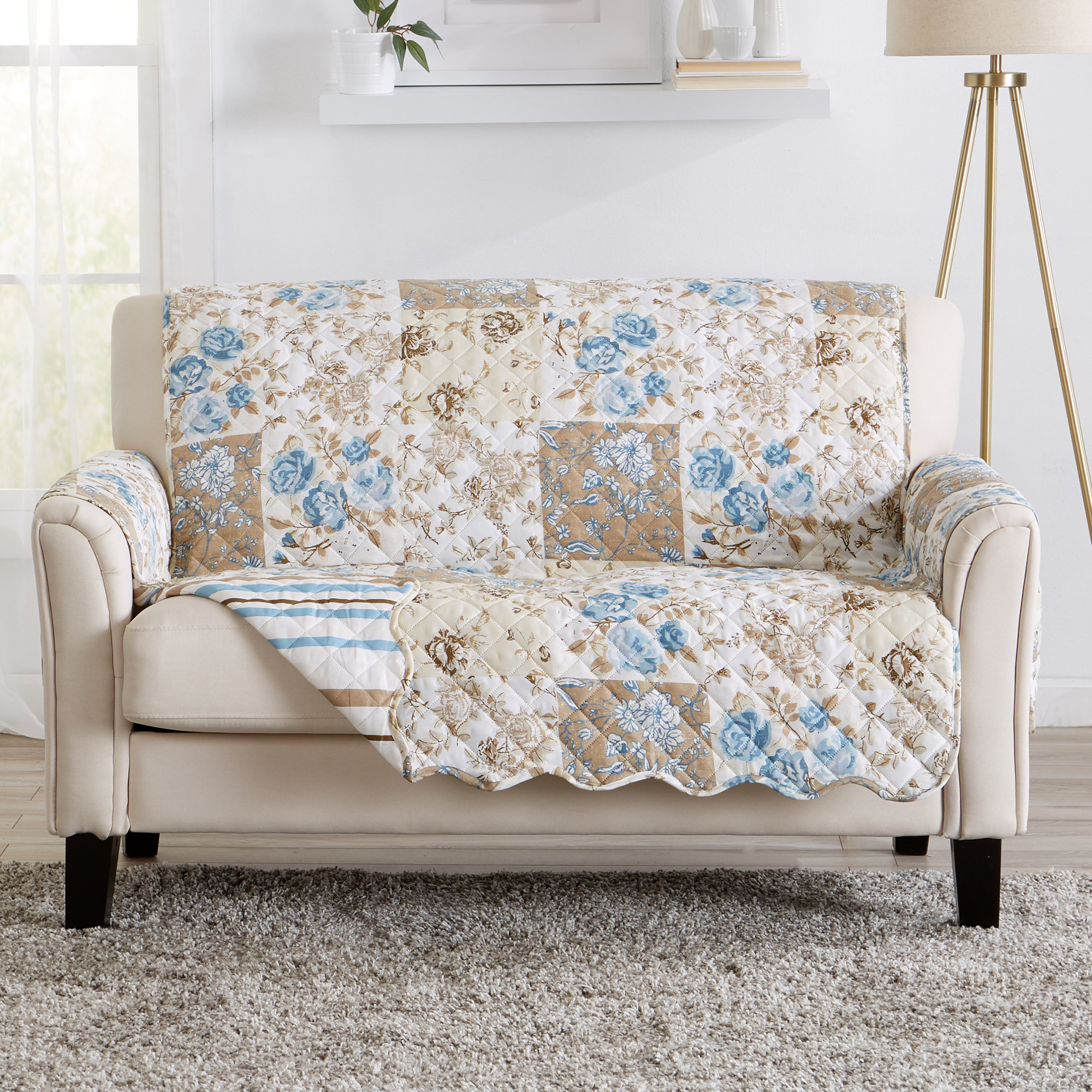 Red Barrel Studio® Maribel Patchwork T-Cushion Loveseat Slipcover ...