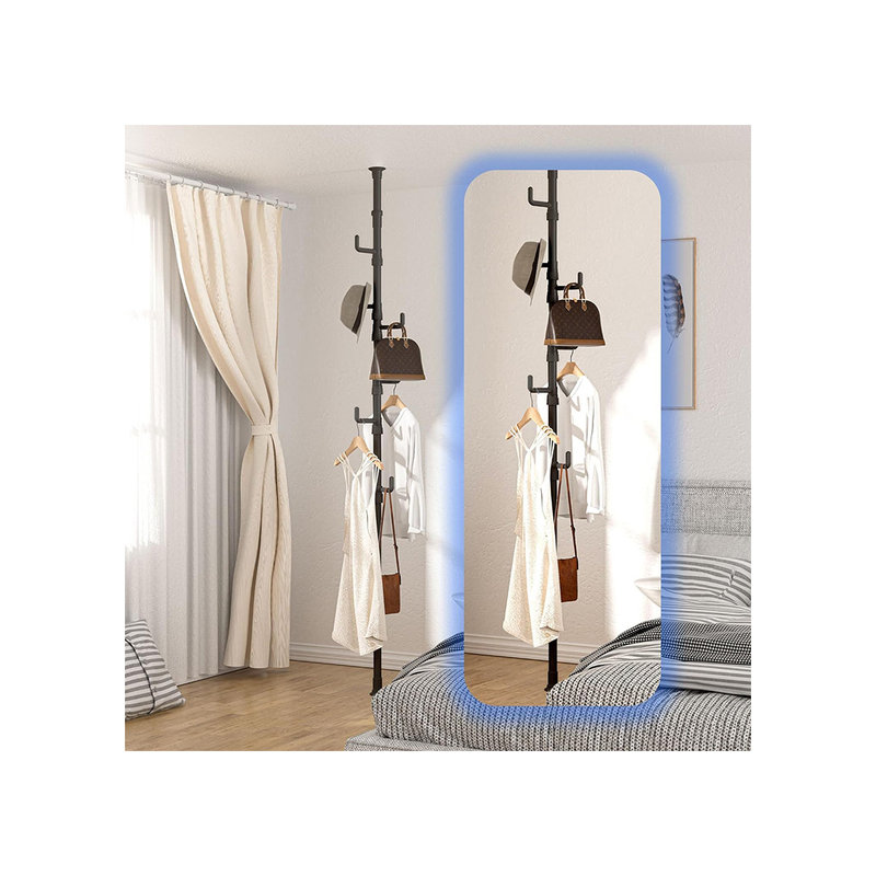 Rebrilliant Pole Coat Rack with 6 Hooks, Floor to Ceiling Adjustable ...