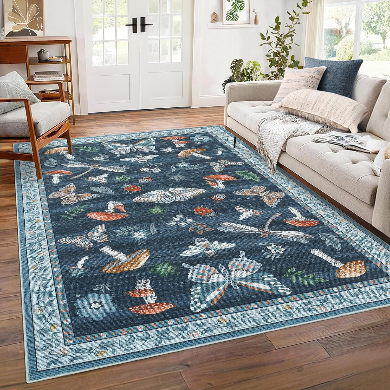 Wildon Home® Washable Rug 9X12 Area Rugs For Living Room, Insect Print ...