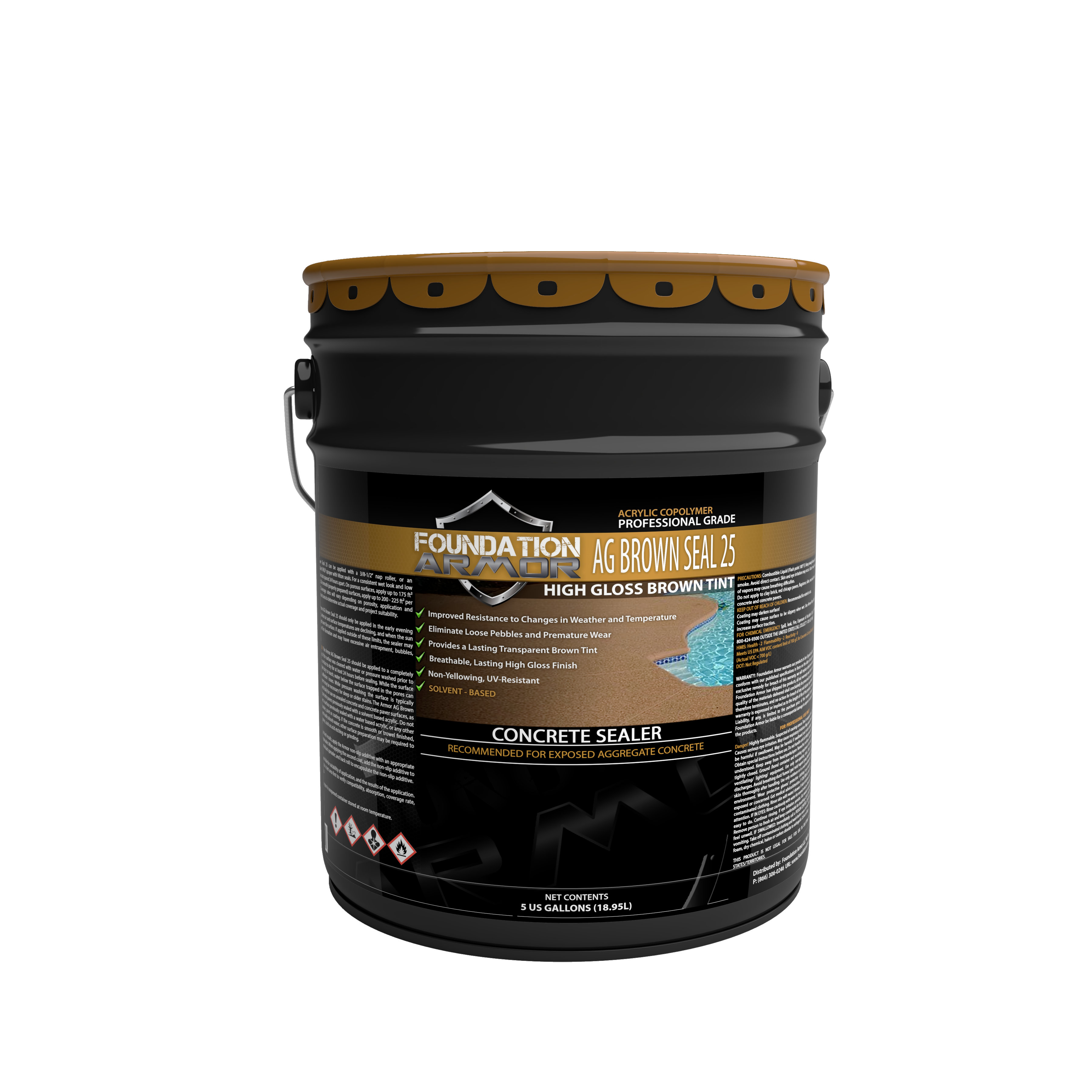 Foundation Armor 5 GAL Solvent Based Brown-Tinted High Gloss Solvent ...