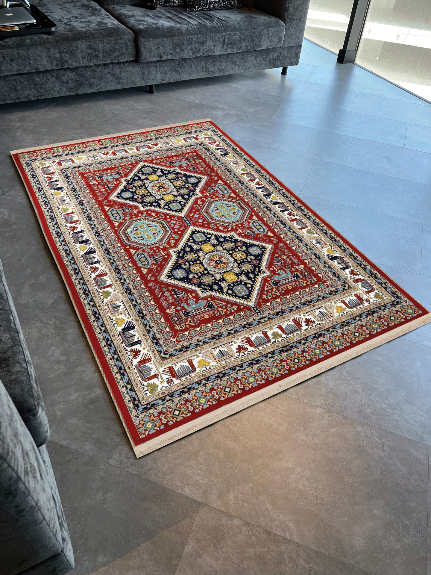 Bloomsbury Market Burgundy Themed Multi-Coloured Traditional Motif ...