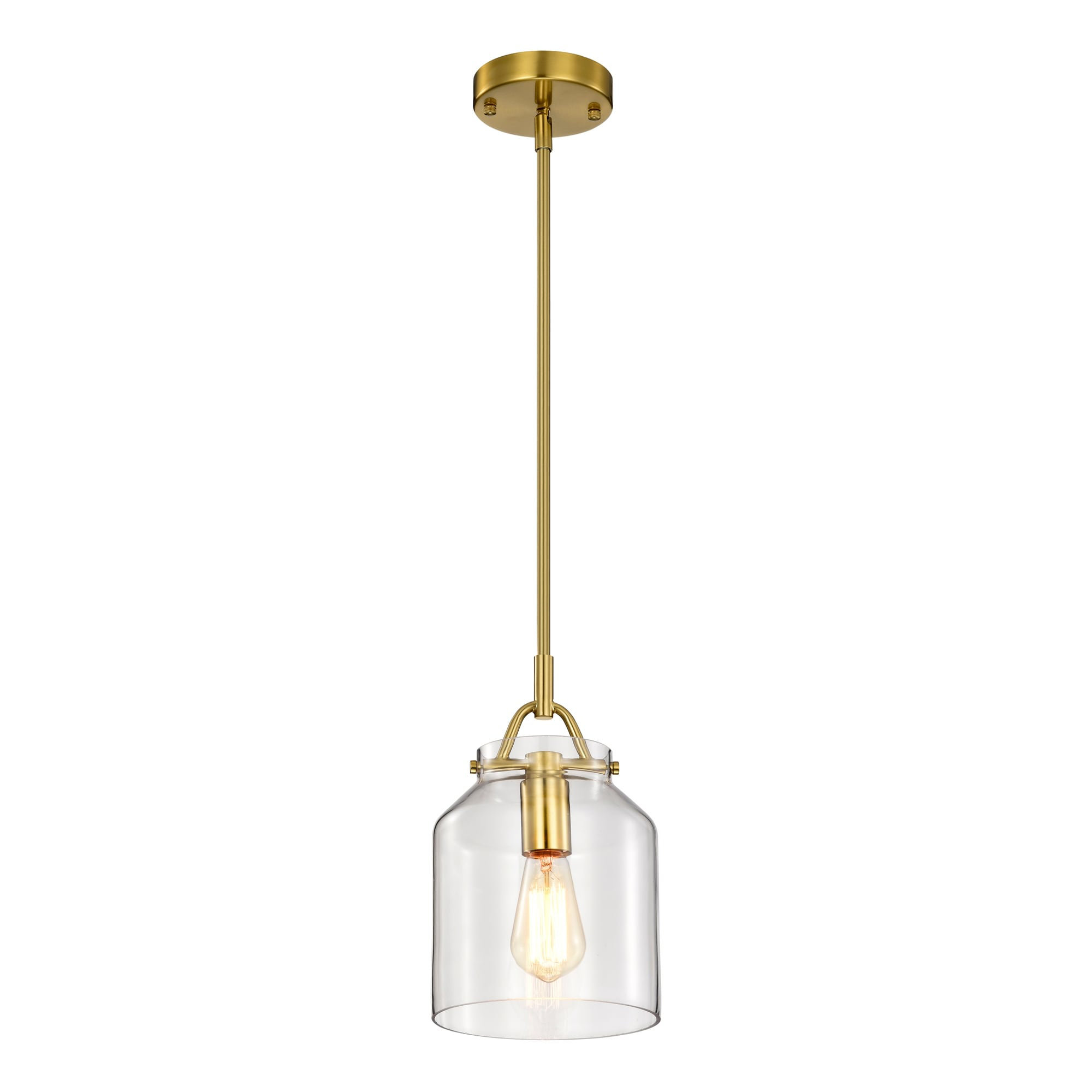 Mercer41 Magno Brass Pendant Light With Clear Glass Lantern Shade | Wayfair