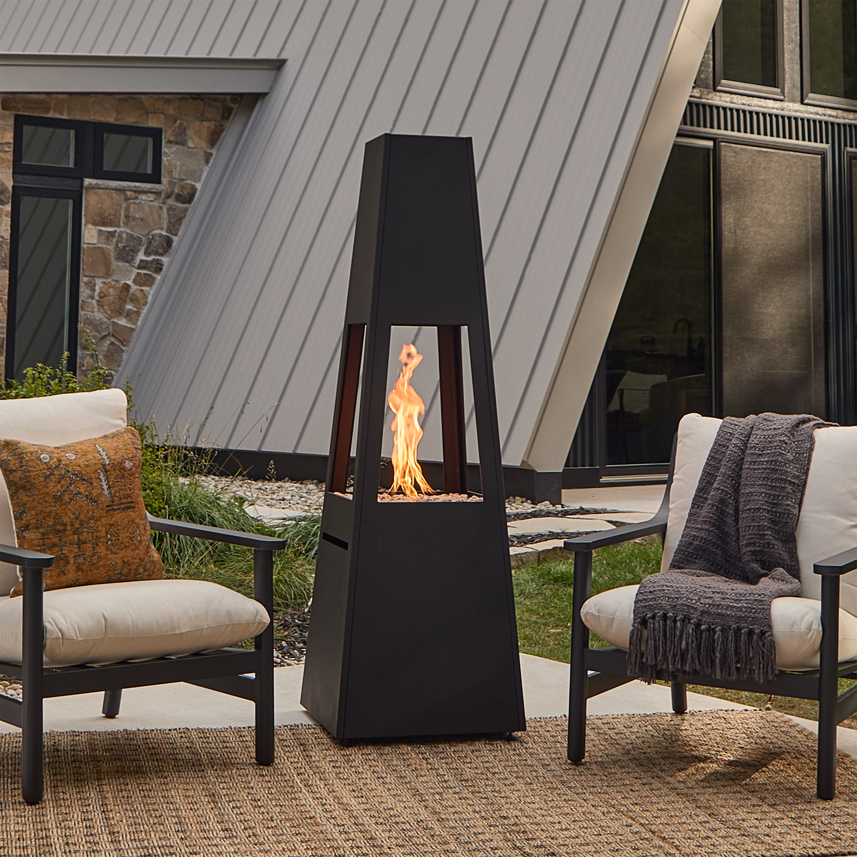 Real Flame Ferro 70" Metal Chiminea Fire Pit With Hidden Propane Tank ...