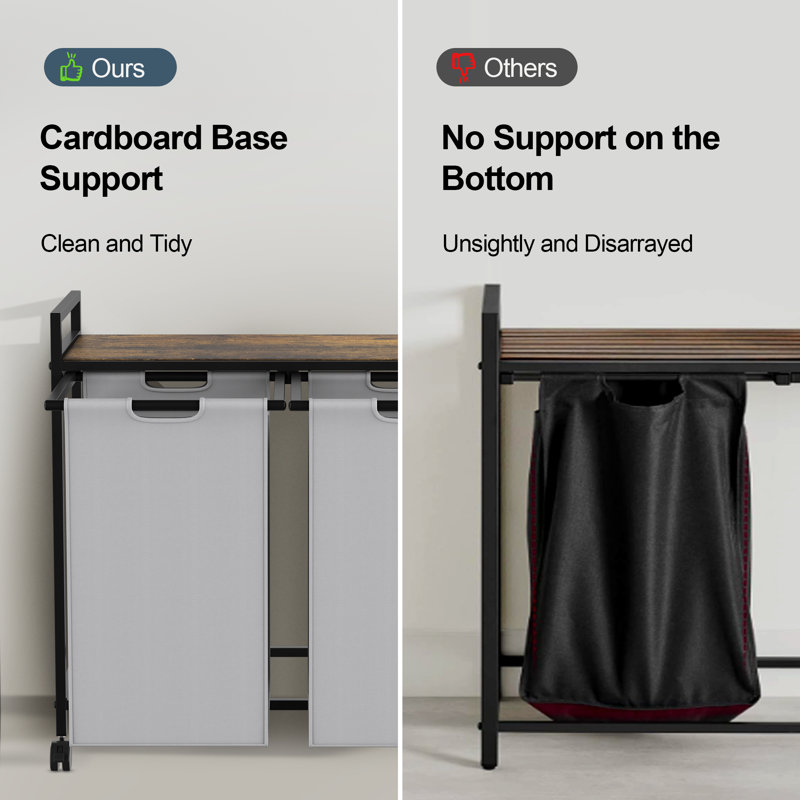 17 Stories Rolling Laundry Hamper And Waste Basket Set with Handles ...