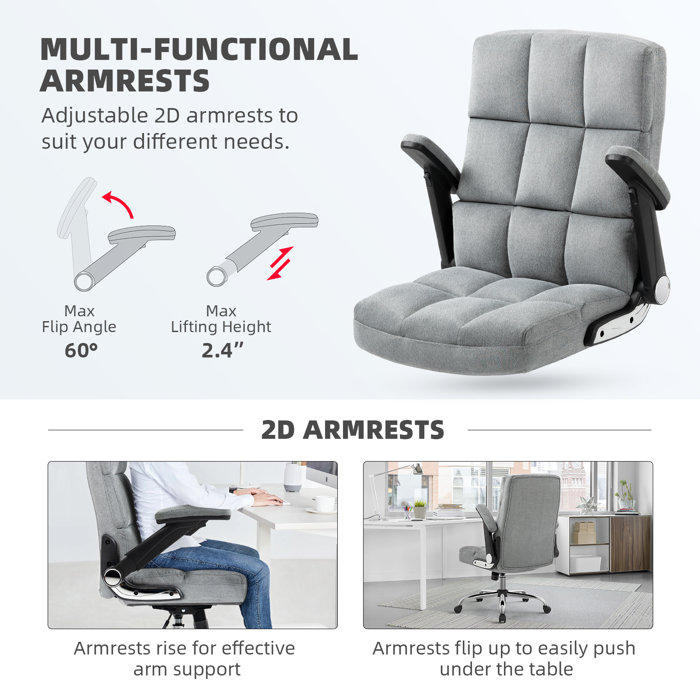 Inbox Zero Ergonomic Office Chair Velvet and Teddy Fleece Fabric ...