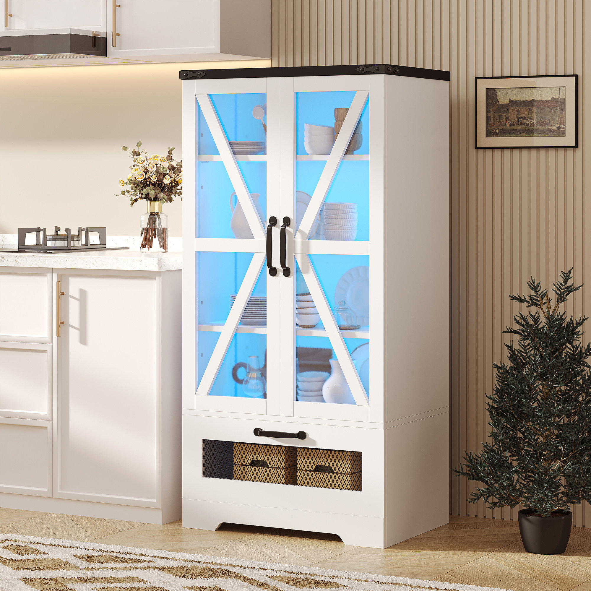 Ivy Bronx 47" Houtz With Rgb Led Light, Display Shelf With Drawer ...