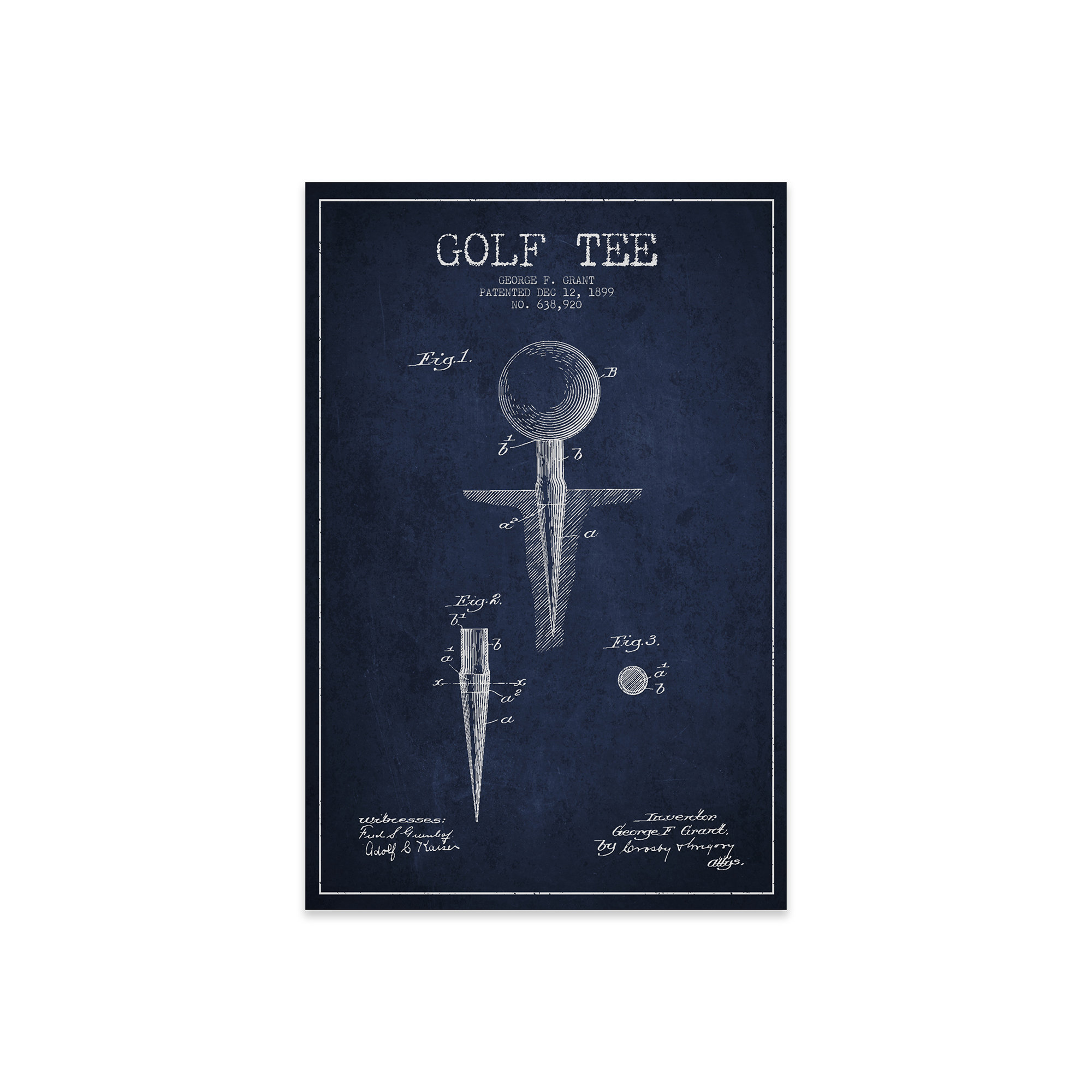 17 Stories Golf Tee Navy Blue Patent Blueprint Print On Acrylic Glass ...