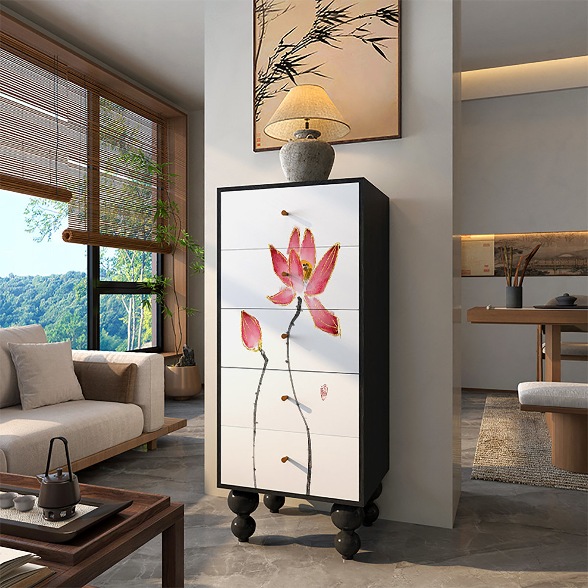 Charlton Home® Multilayer drawer design living room decor cabinet | Wayfair