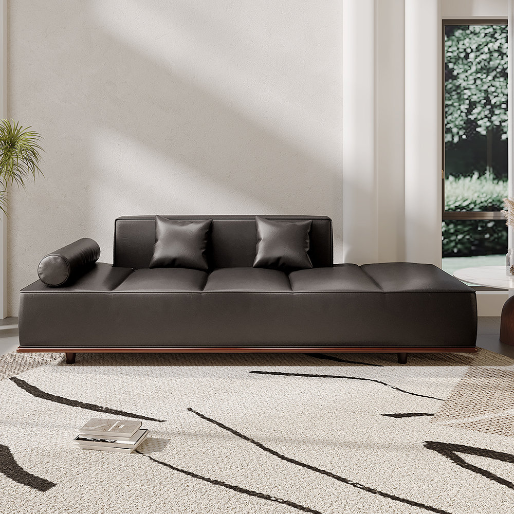 Hokku Designs 86.6" Upholstered Sofa Mid-Century Modern Black Sleeper ...