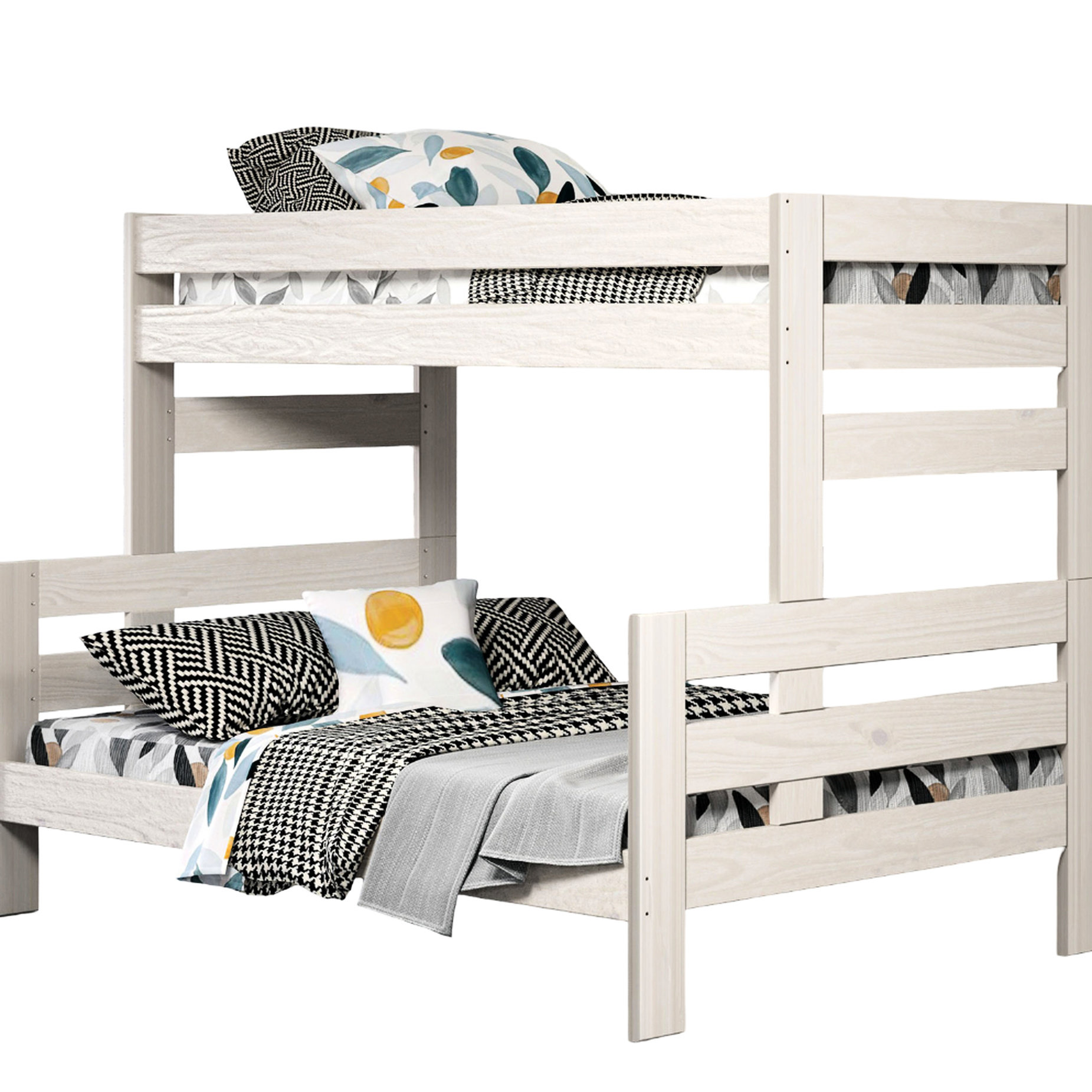Harriet Bee White Solid Wood Bunk Bed With Rustic Plank Design And , 78 ...