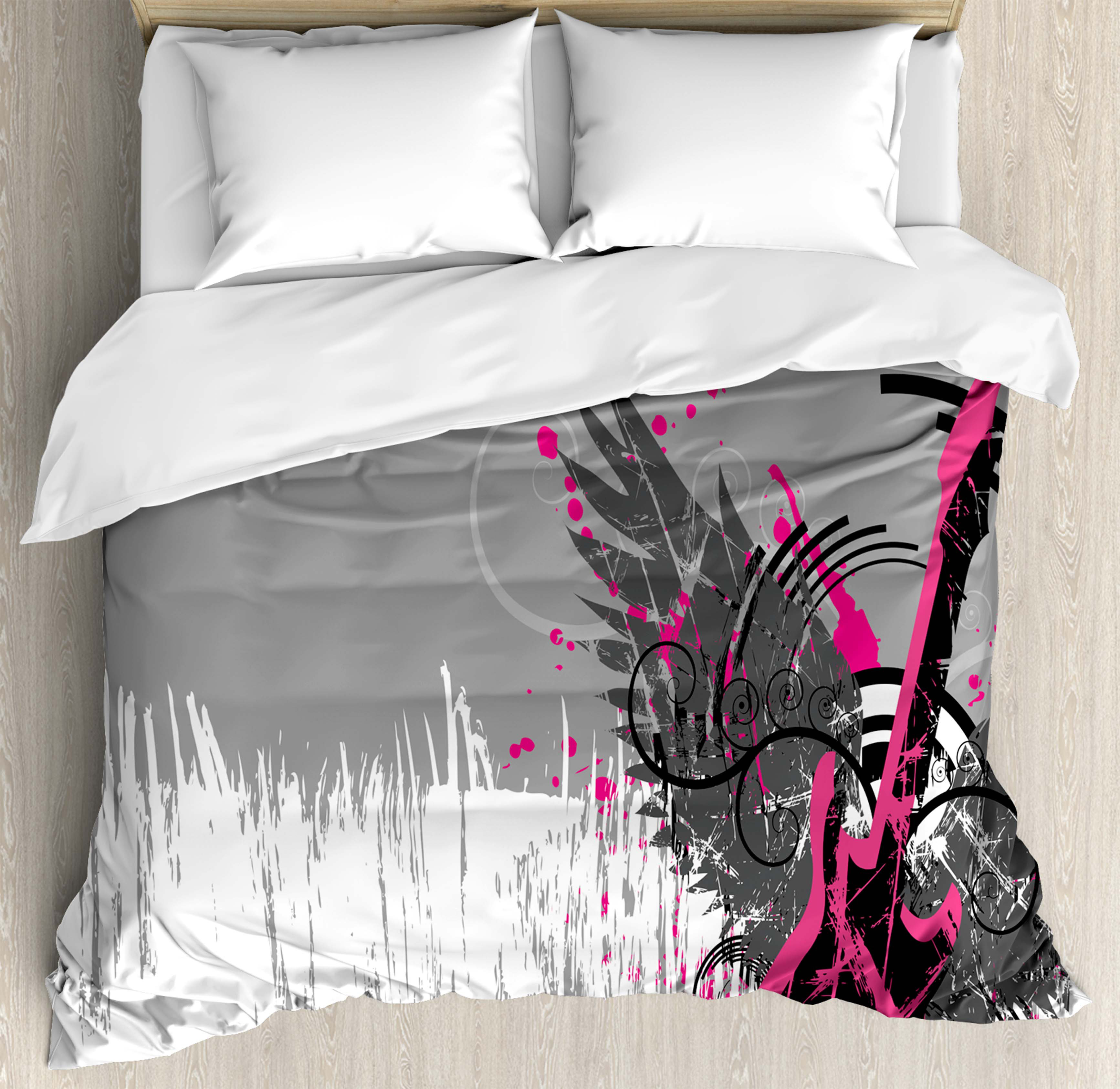 Ambesonne Music Guitar and Wings in Sketchy Grunge Background Emo Rock ...