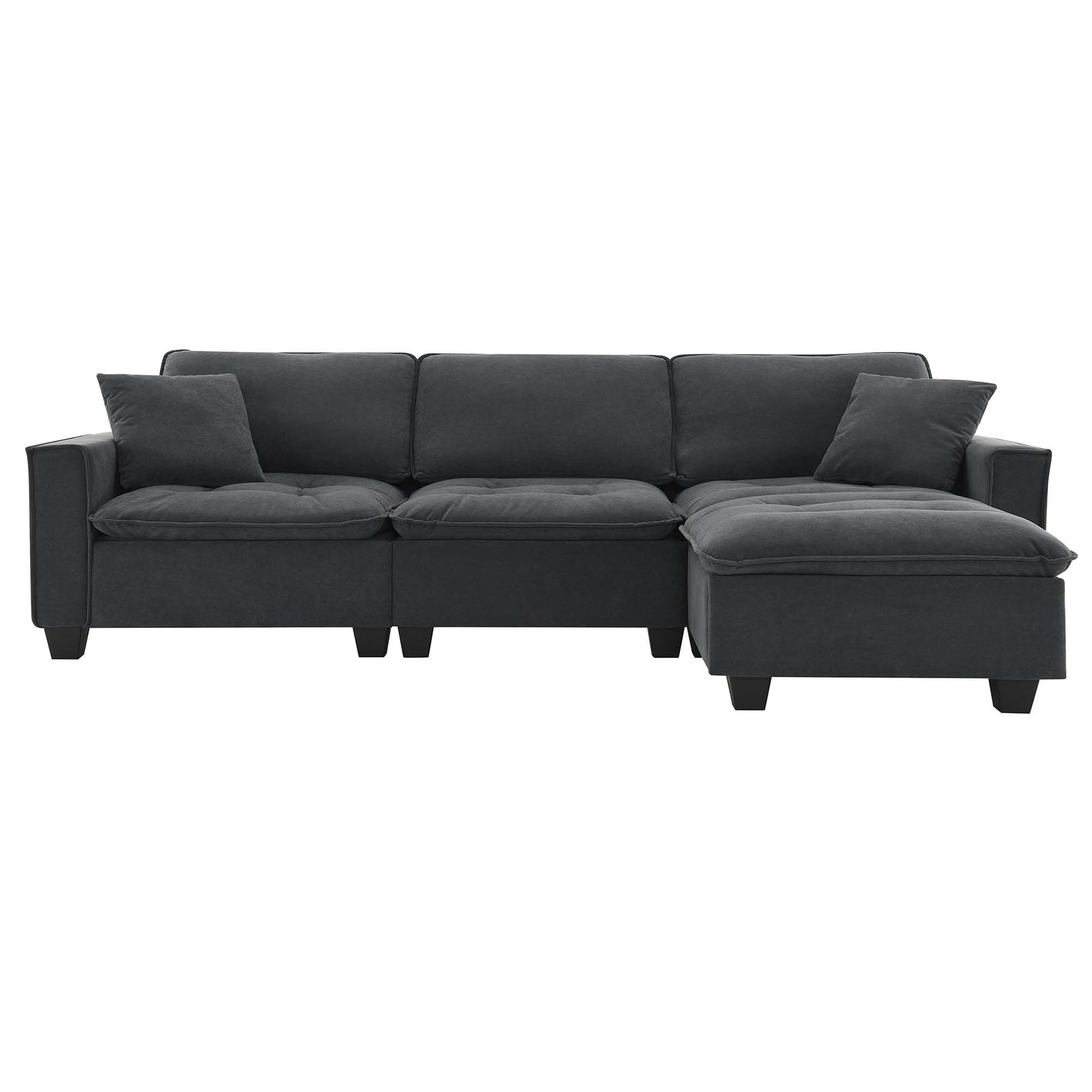 Mercer41 Modern Convertible Sectional Sofa,L-Shaped Reversible Couch Set With Free Pillows, Seat ...