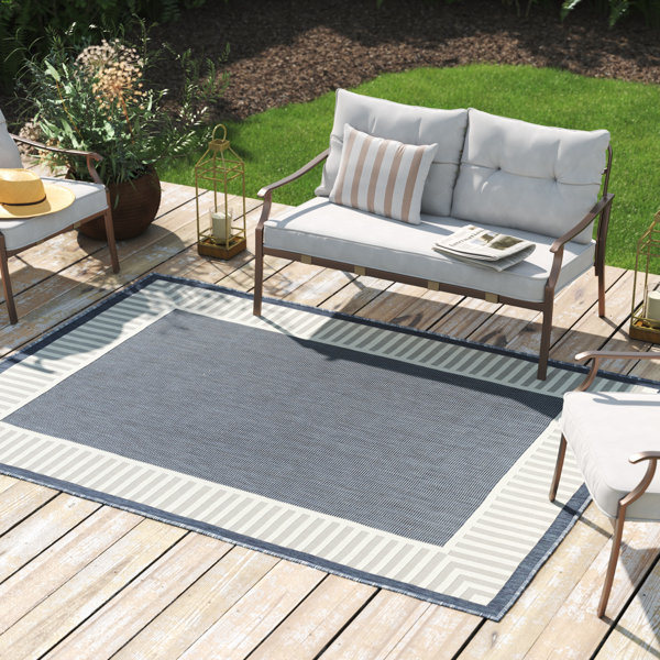 Three Posts™ Garrettsville Animal Print Flatweave Navy Indoor / Outdoor ...