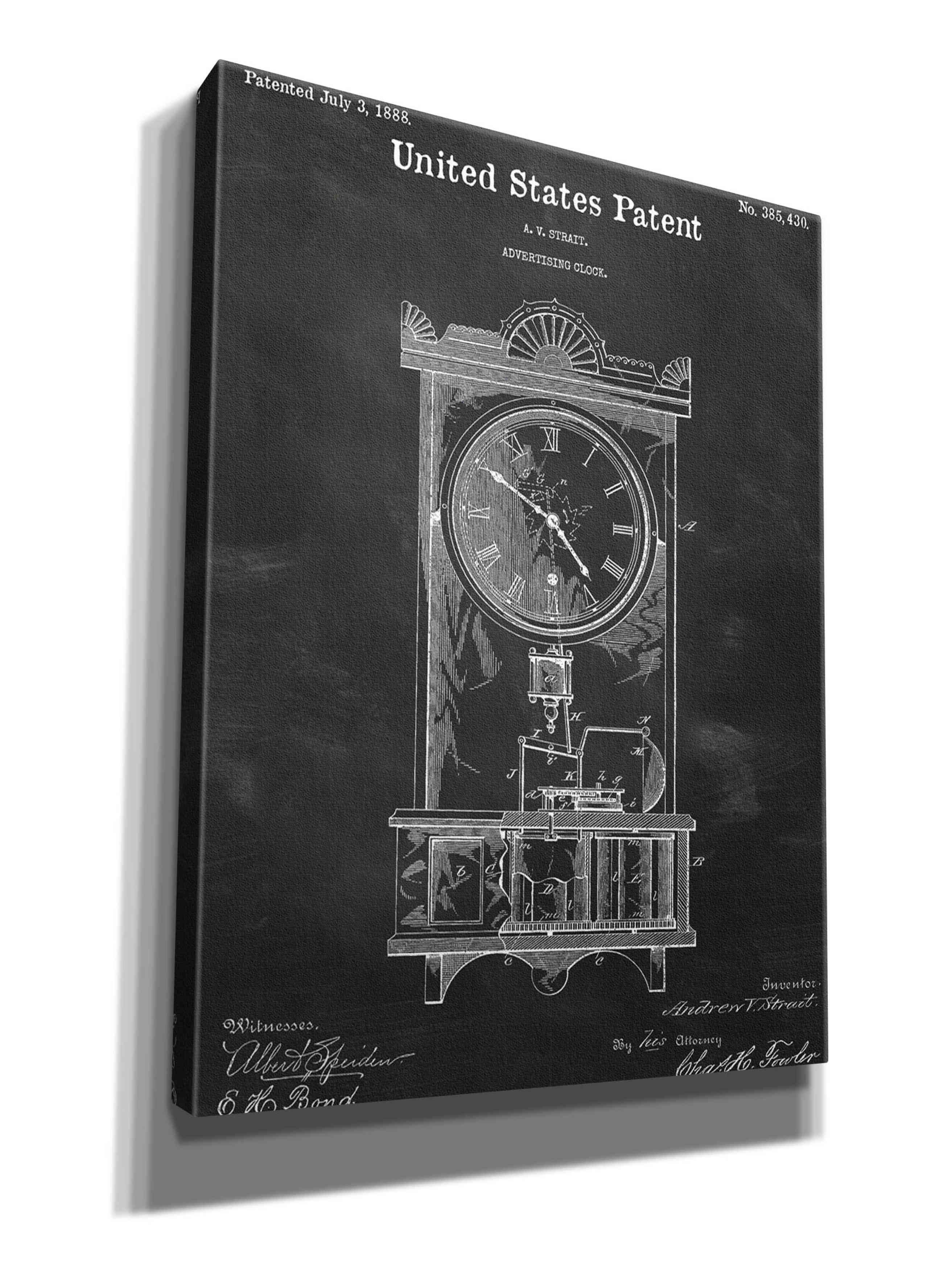 Williston Forge Mantel Clock Blueprint Patent Chalkboard - Wrapped ...