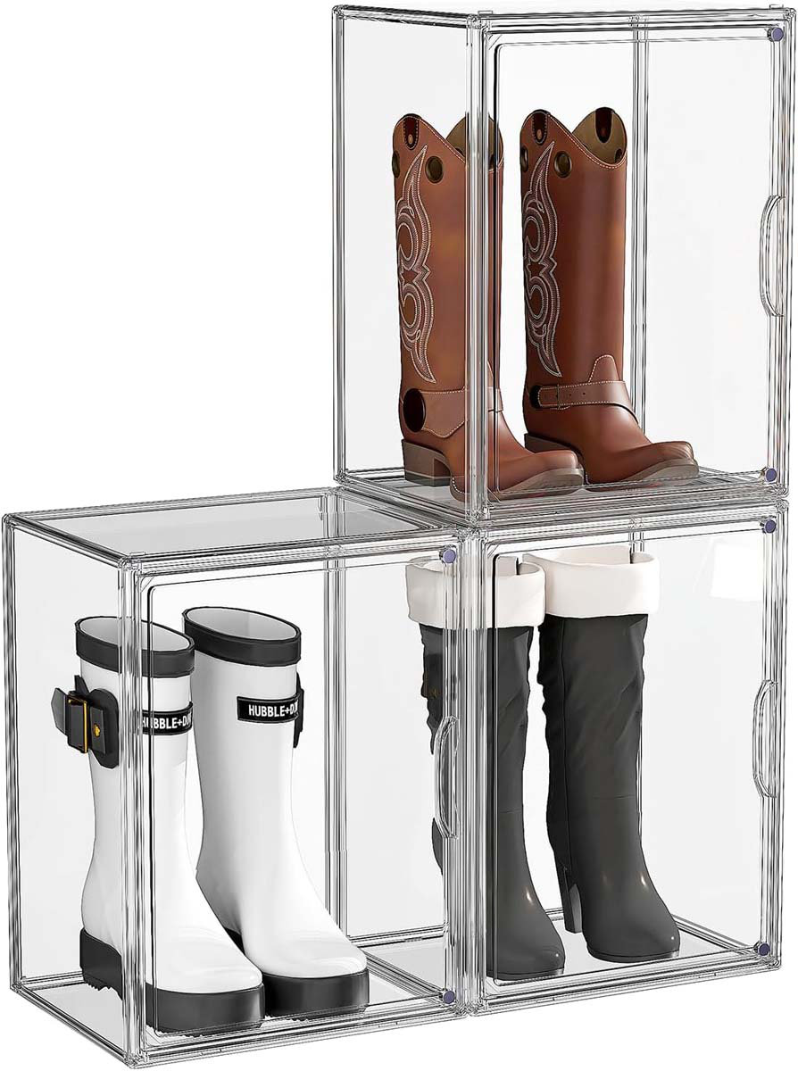 Rebrilliant Boot Storage Organizer Tall Boots Boxes 3 Pack Clear ...