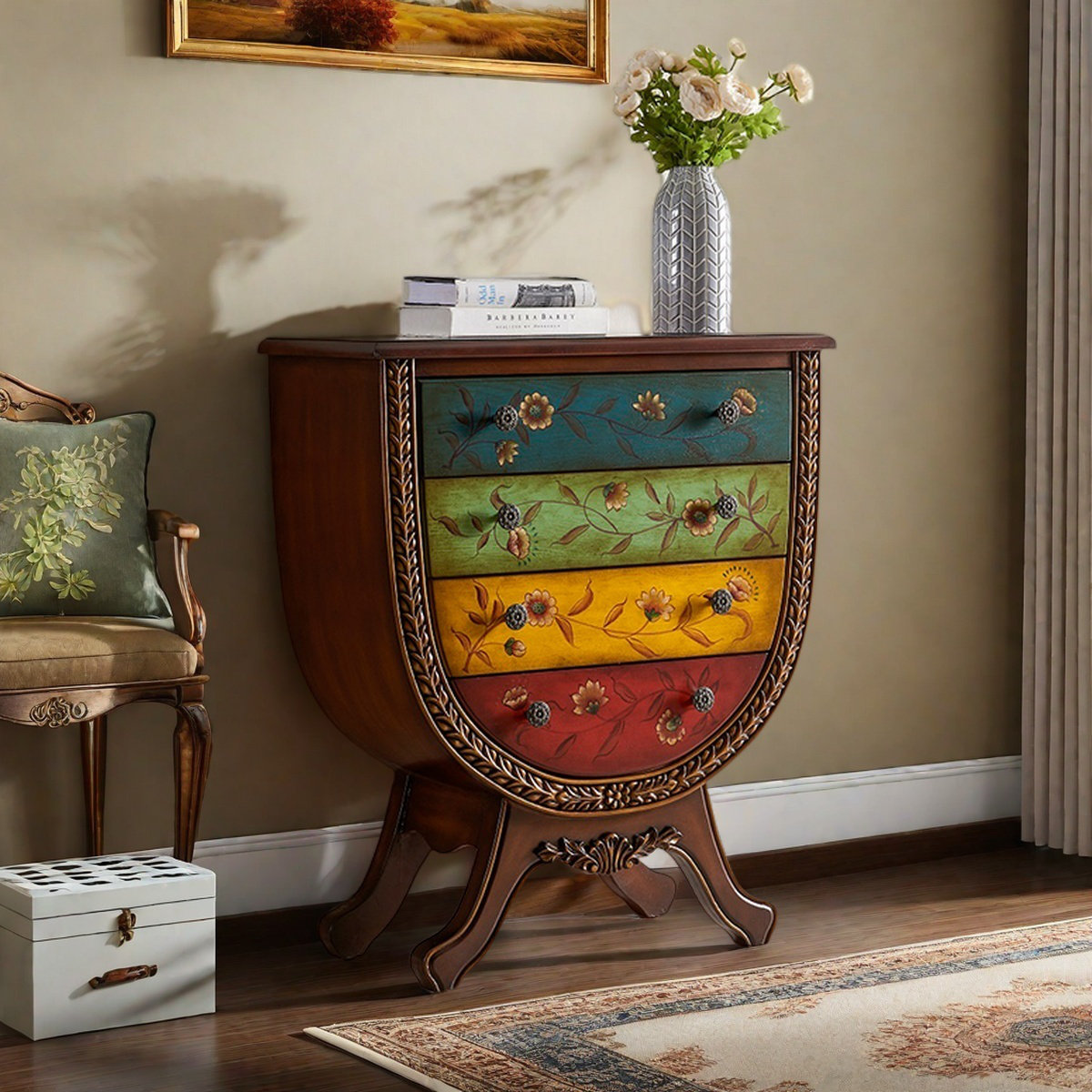 NICECABINET Retro Hand-Painted Solid Wood Accent Chests - Wayfair Canada