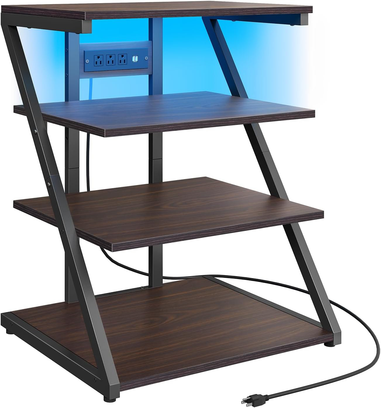 17 Stories 4-Tier AV Media Stand With Charging Station, Stereo Cabinet ...