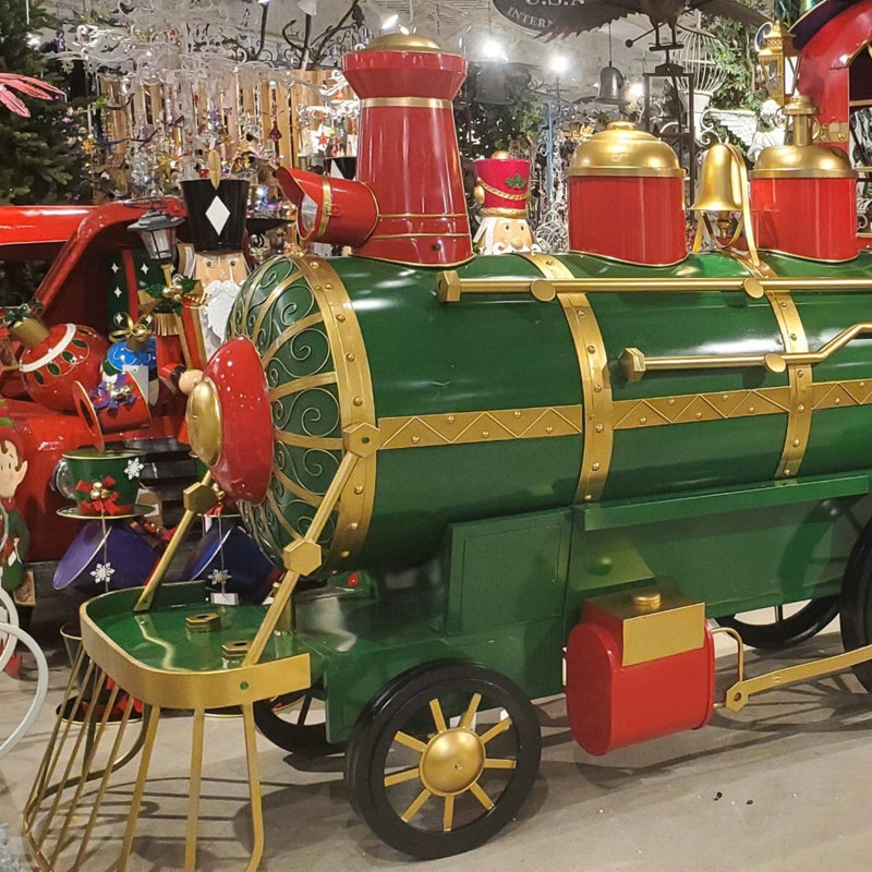 ZaerLtdInternational 16 ft. Long X-Large Iron Christmas Train with Cart ...