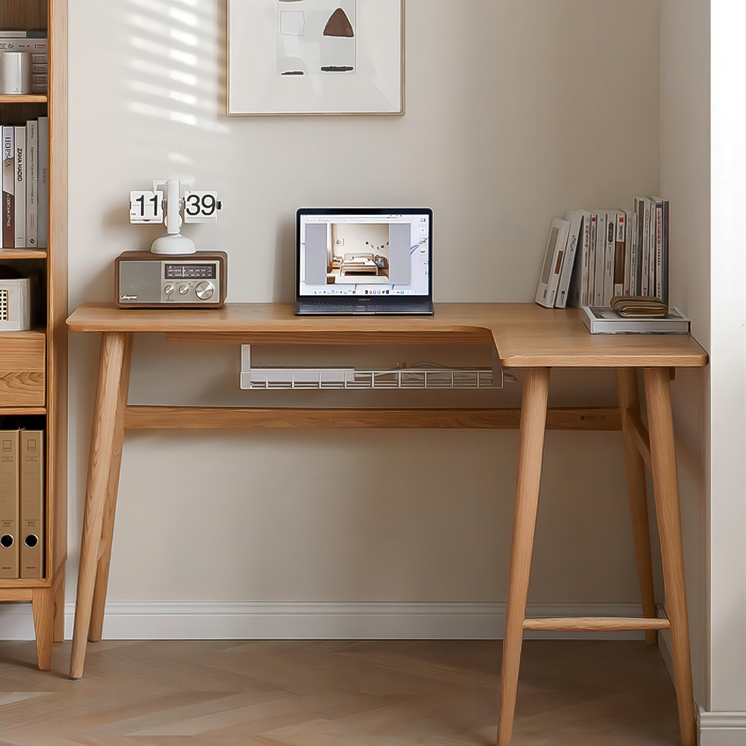Orren Ellis 62.99"L-shaped wood colour solid wood desk - Wayfair Canada