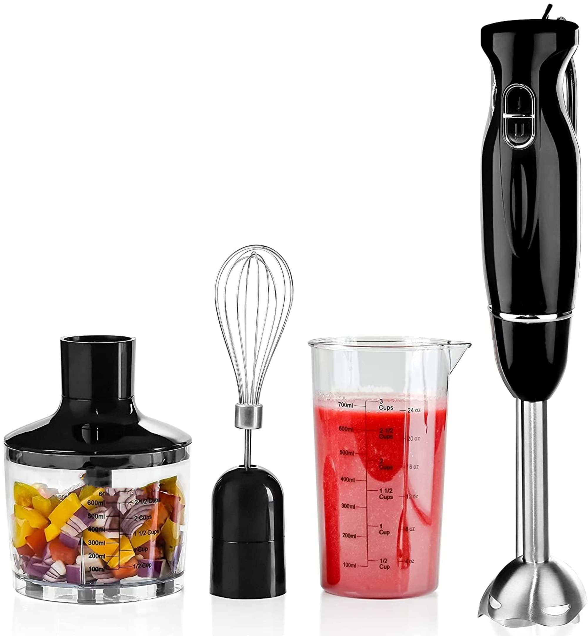 GUANGZHOUSHULIU Immersion Hand Blender, 300W Electric Handheld Portable Stick Mixer Set With 2 ...