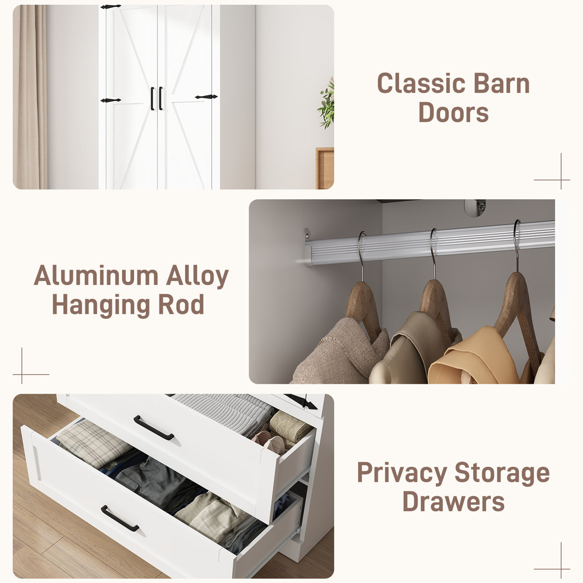 August Grove® 2-Door Armoire Wardrobe With 2 Drawers And Hanging Rod ...