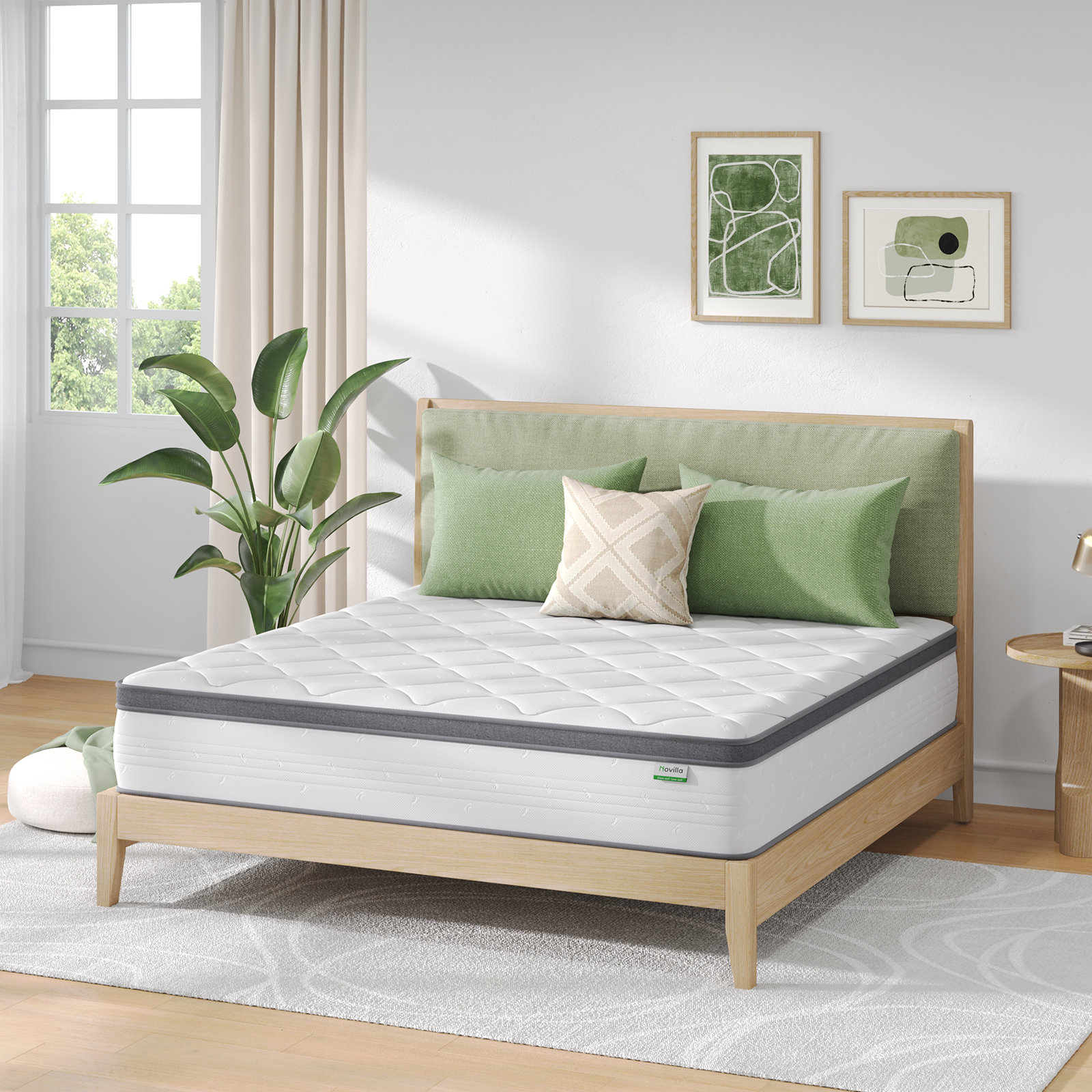Novilla 3-Zone Design Medium Gel Memory Hybrid Mattress in a box ...