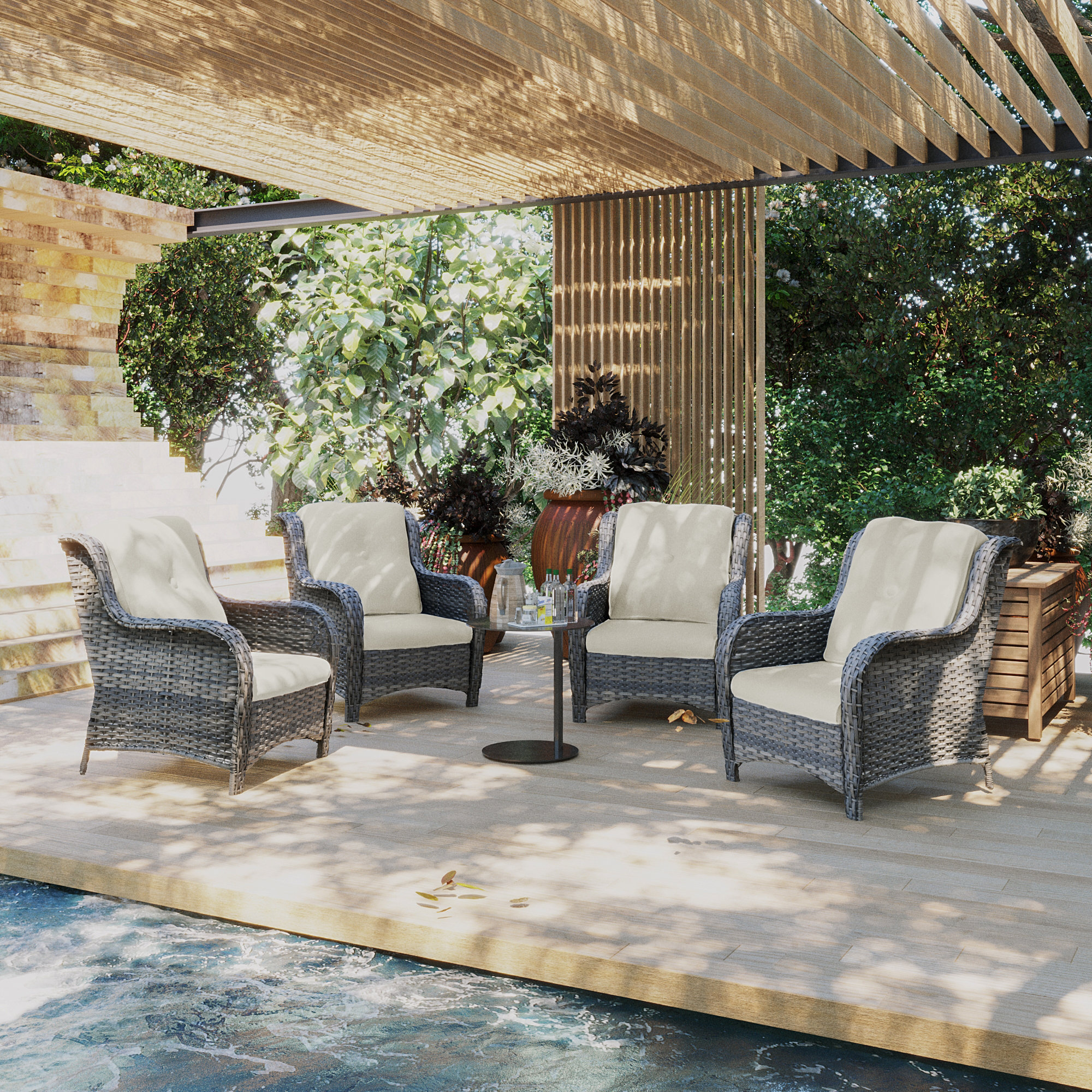 Red Barrel Studio® Nellie 4 Piece Multiple Chairs Seating Group with ...