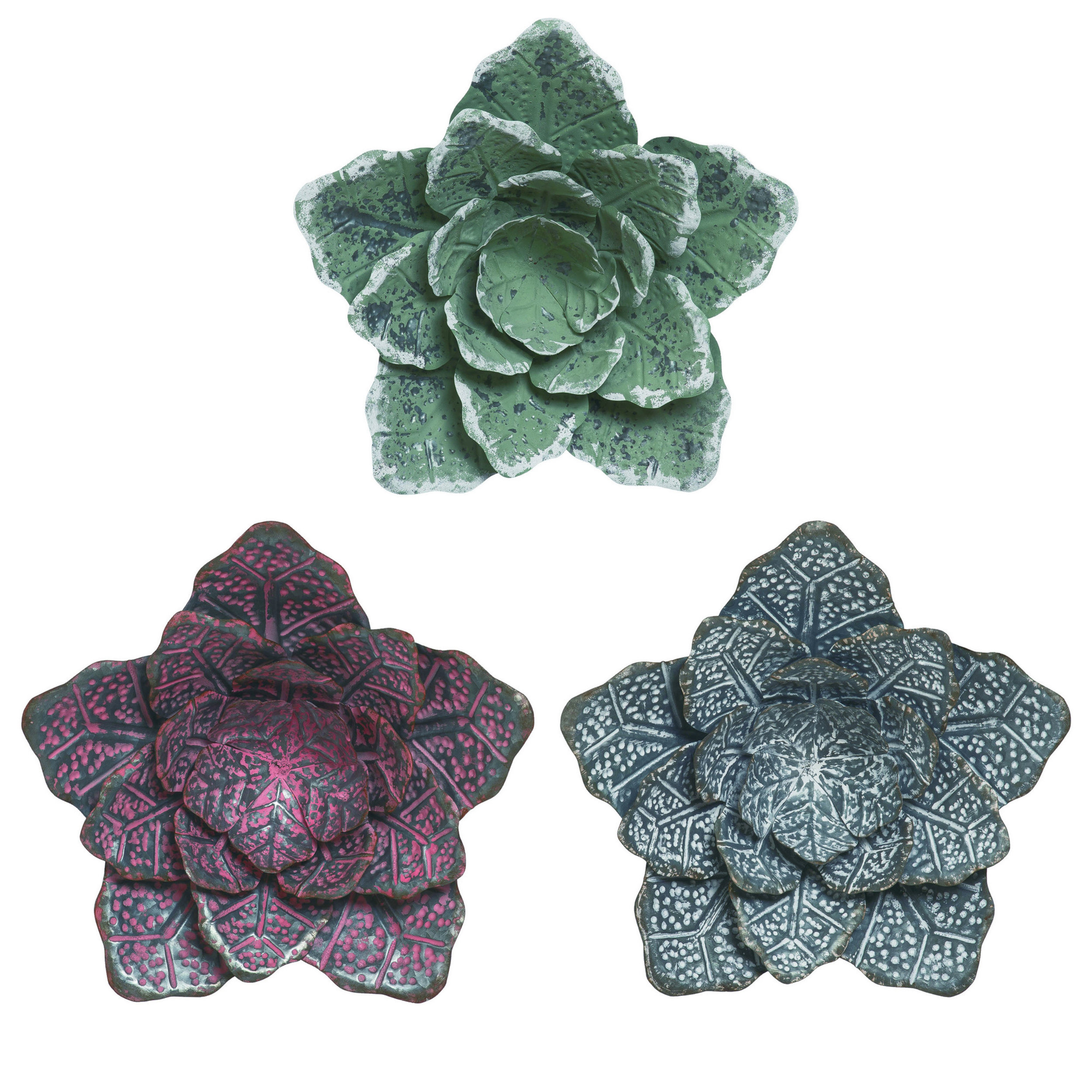 Winston Porter Small Metal Rustic Flower Decor Set of 3 Spring Home ...