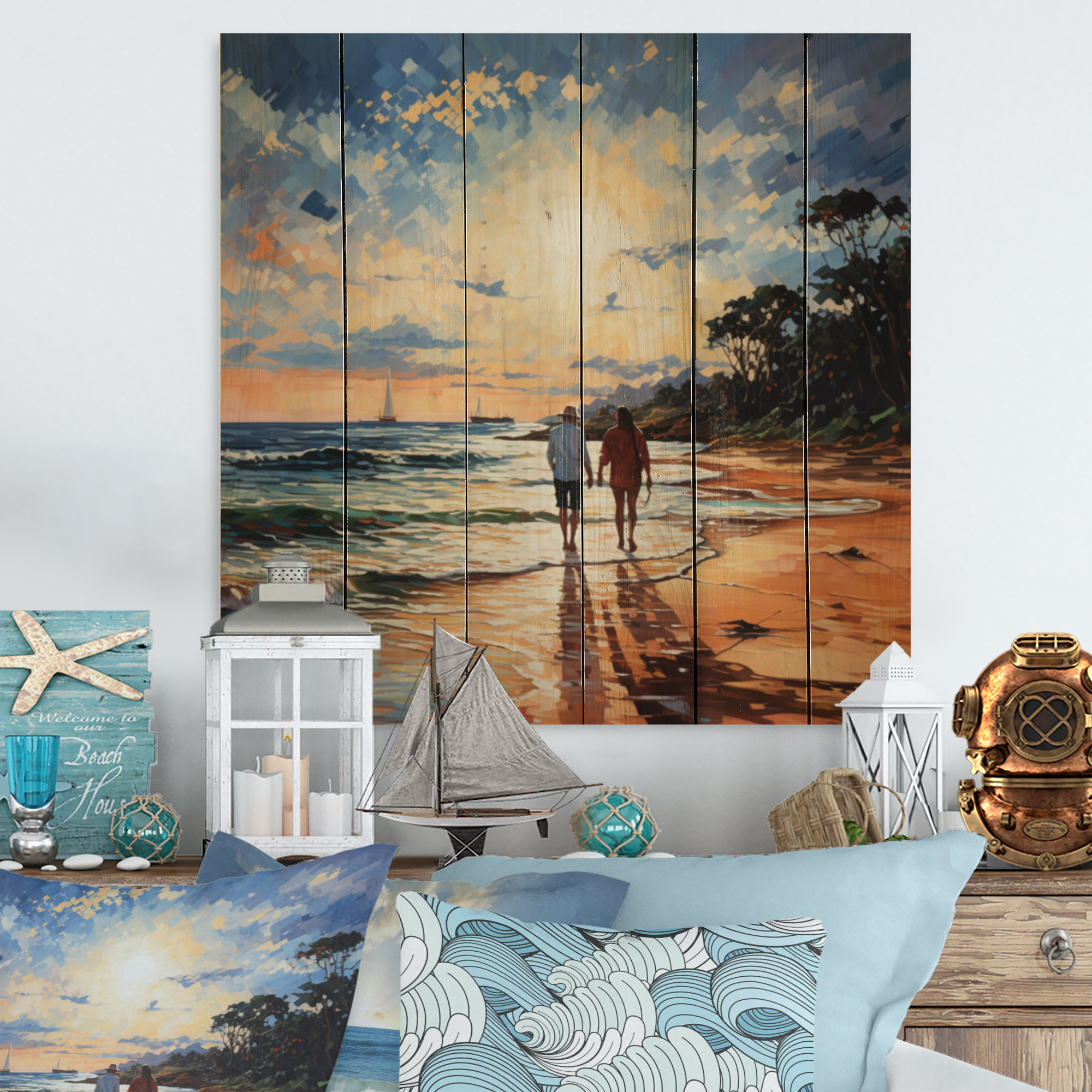Dovecove Beach Photo Seaside Stroll II On Wood Print | Wayfair