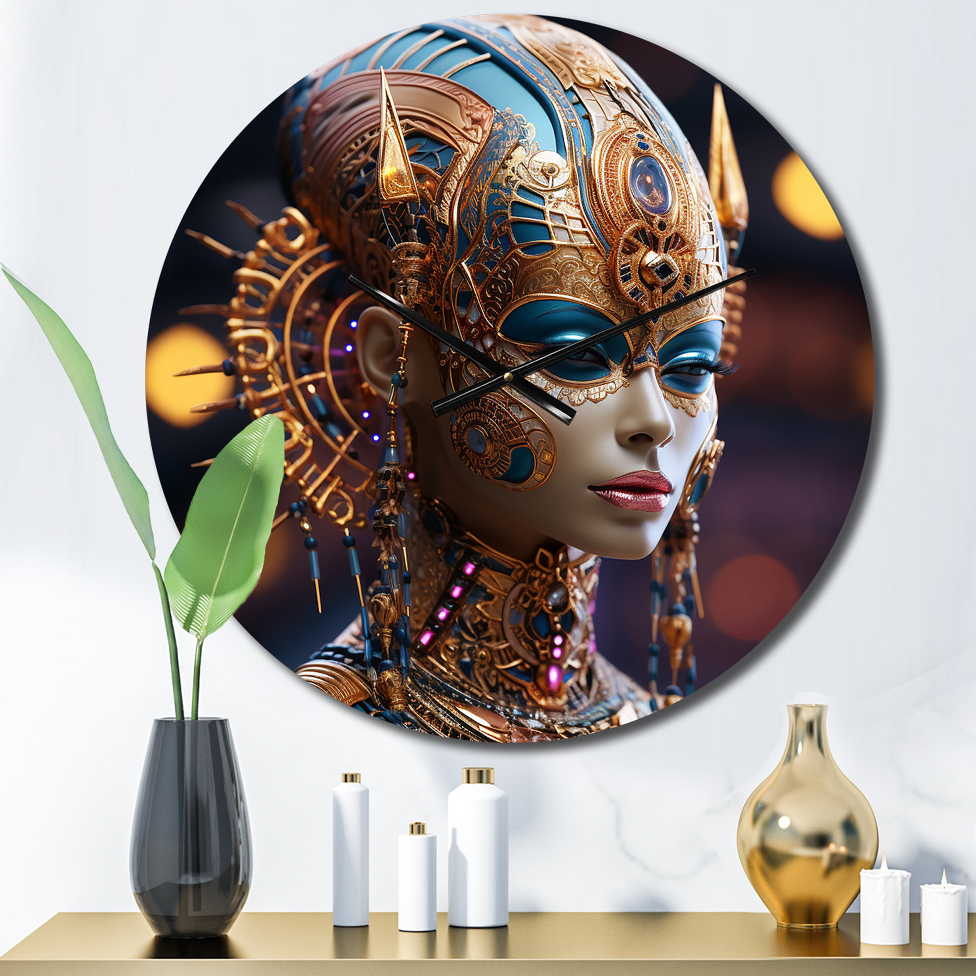 Design Art Sci-Fi Portrait Of Golden Futuristic Goddess III - Abstract ...