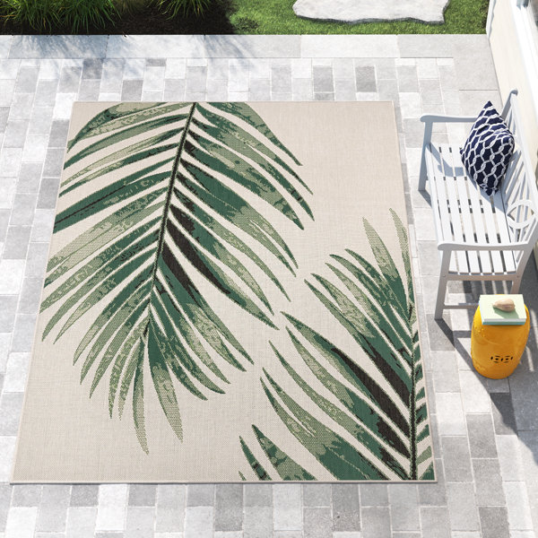 Beachcrest Home Vern Floral Palm Leaf Rug Tropical Design For Indoor ...
