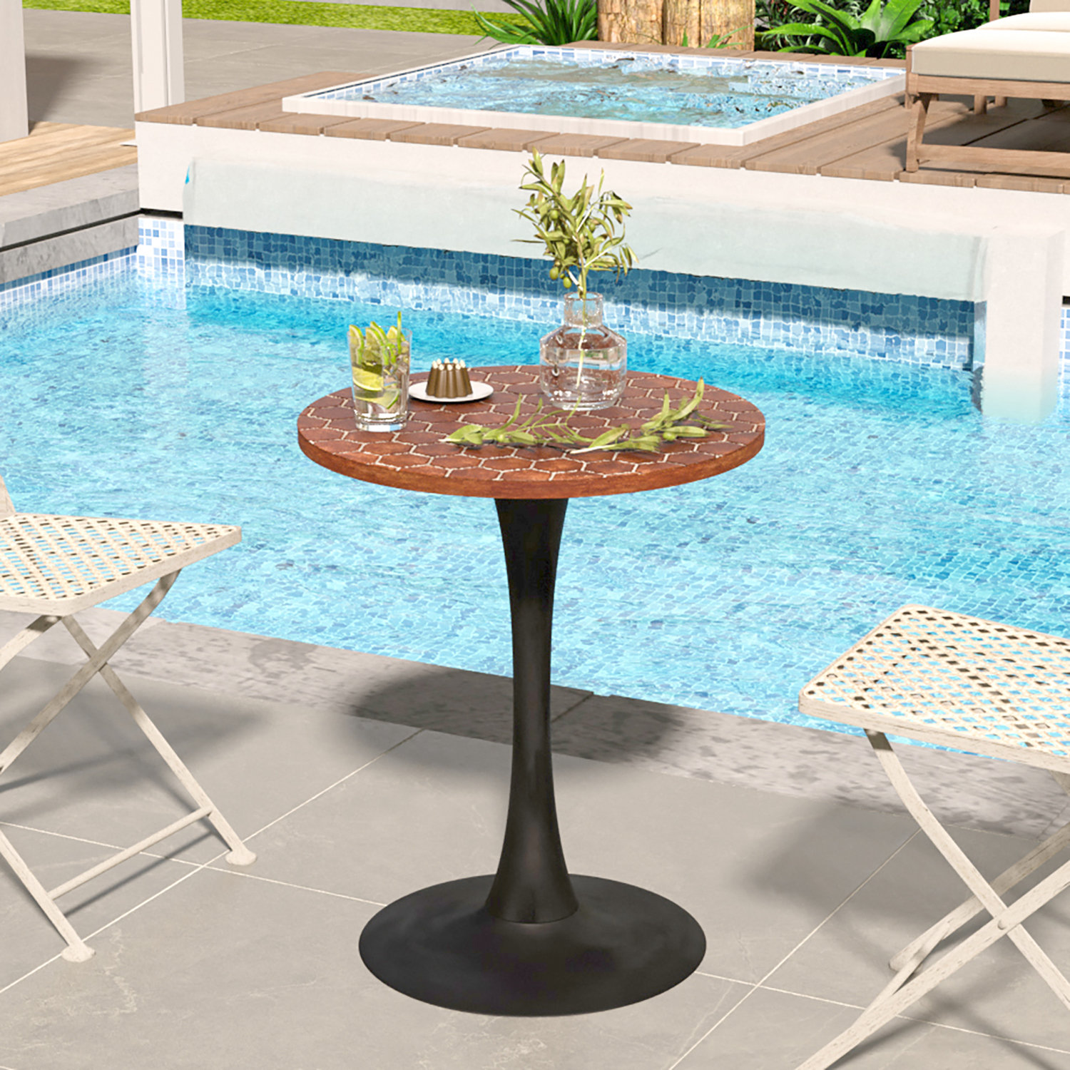 Latitude Run® Bistro Height Table, Outdoor Bar Table Round Top 30-Inch ...
