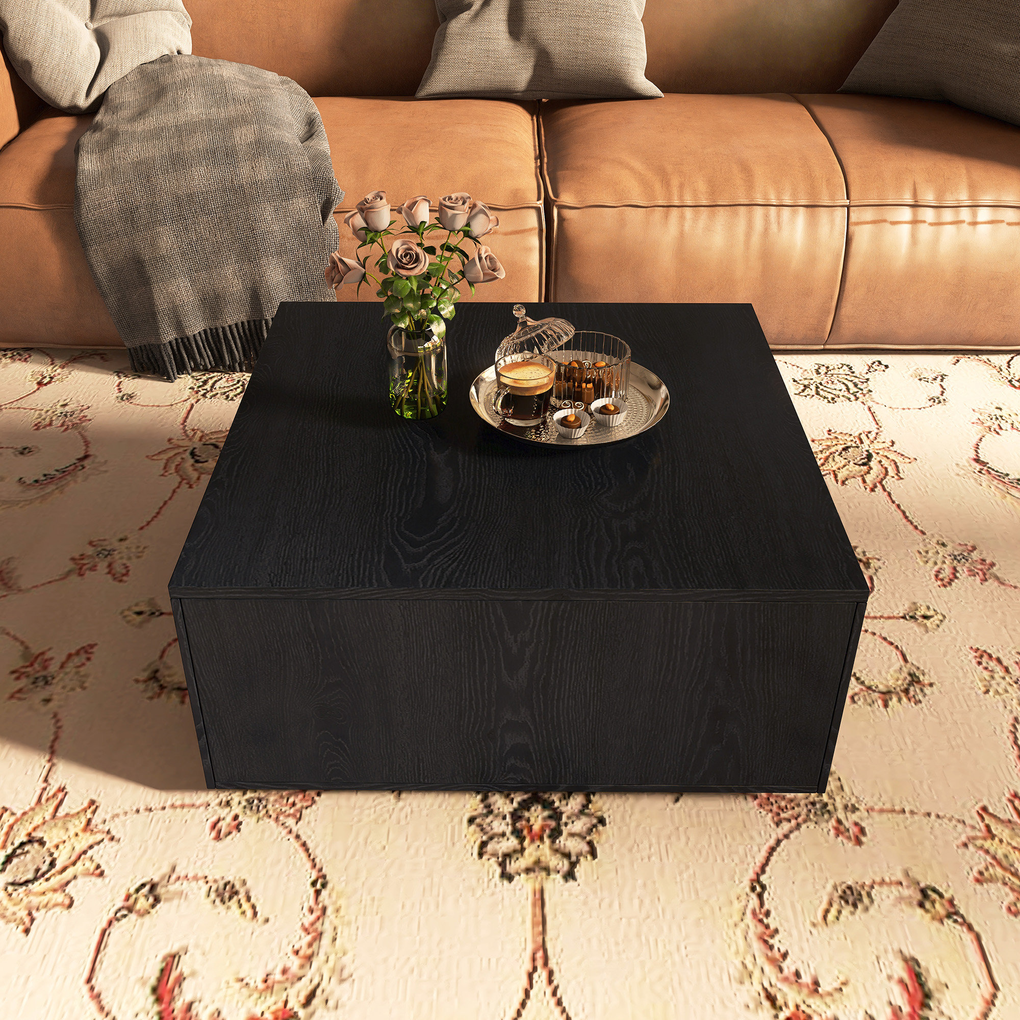 Latitude Run® Square Coffee Table With 4 Drawers | Wayfair