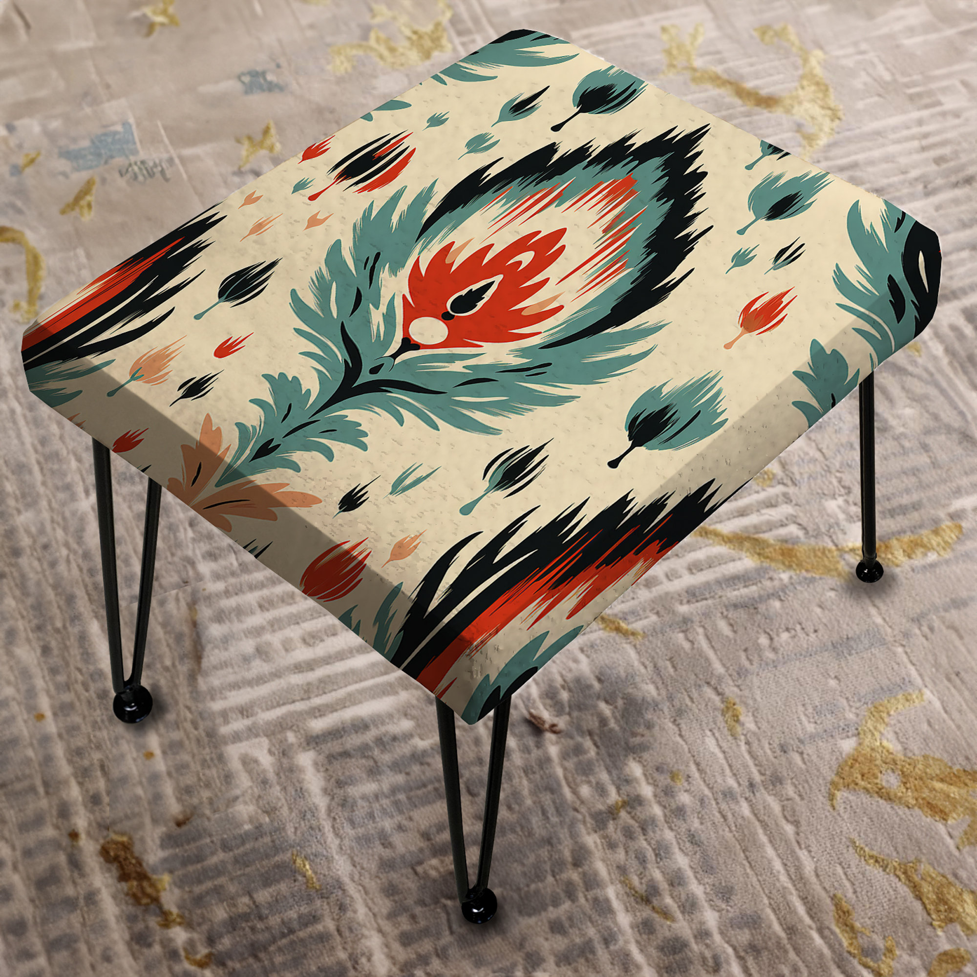 Design Art Orange And Beige Artisan Ikat Heritage - Ikat Rectangle ...