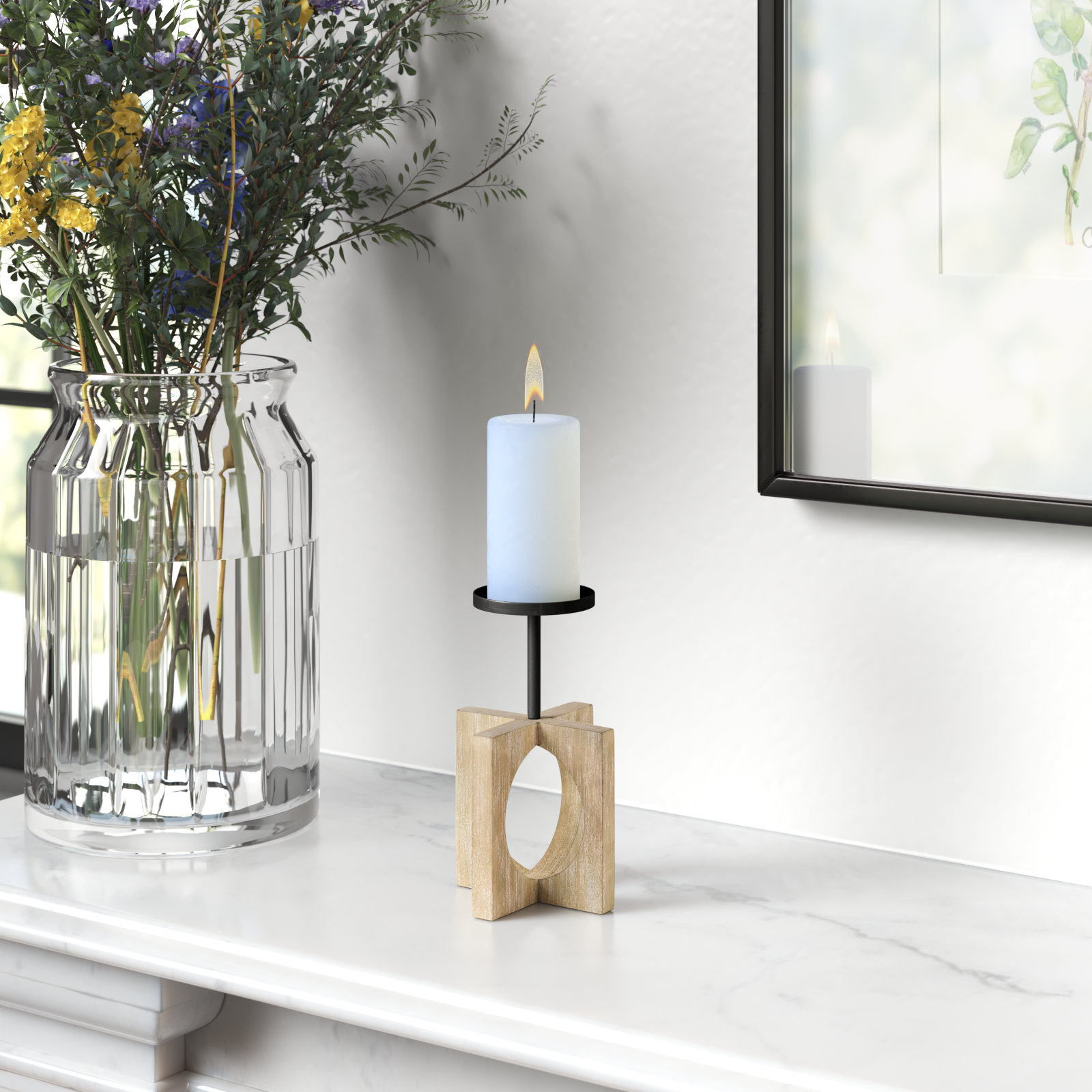 Laurel Foundry Modern Farmhouse® Wood Tabletop Candlestick Wayfair