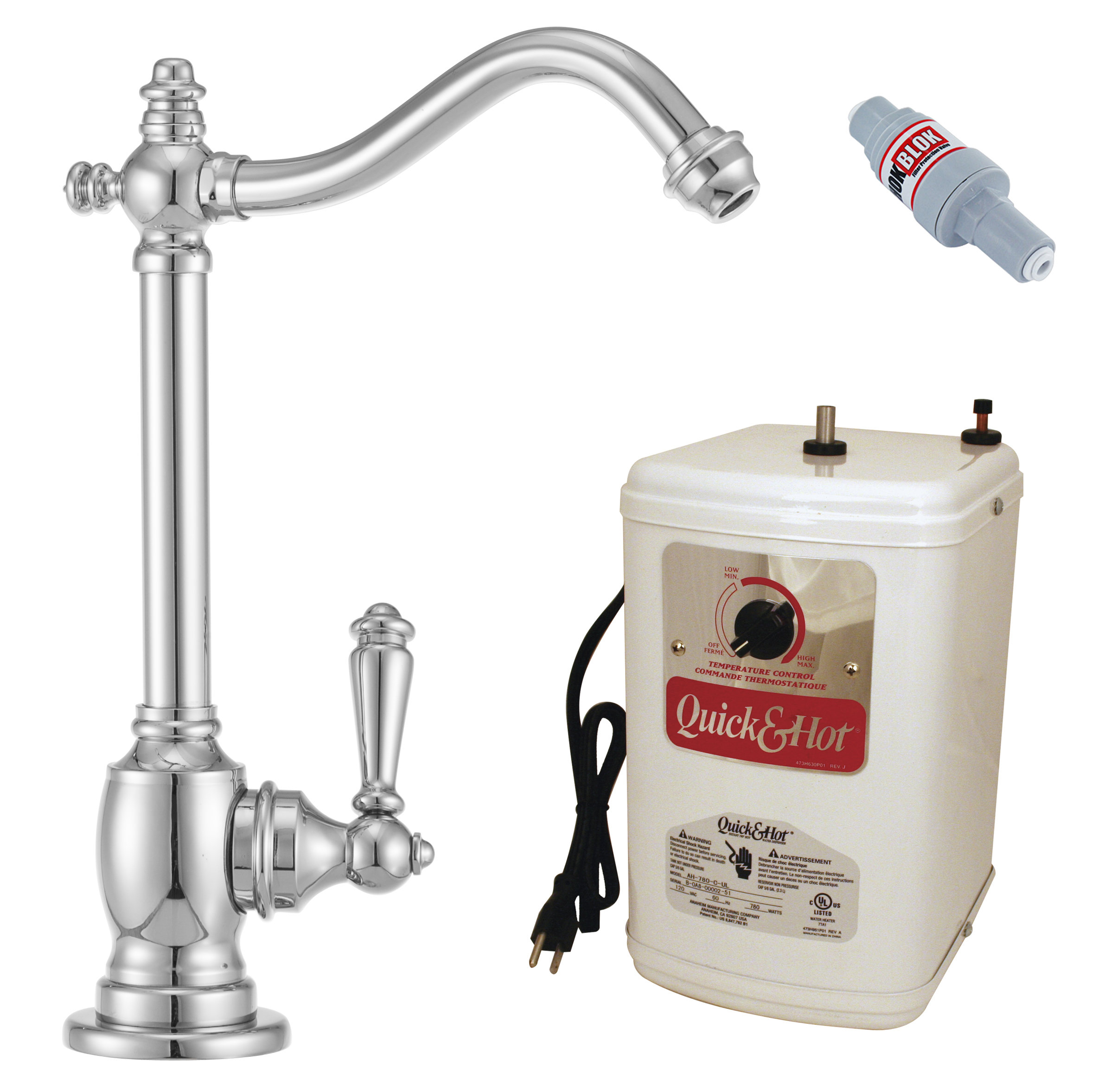 Westbrass Victorian 9" 1-Handle Hot Water Dispenser Faucet with Instant ...