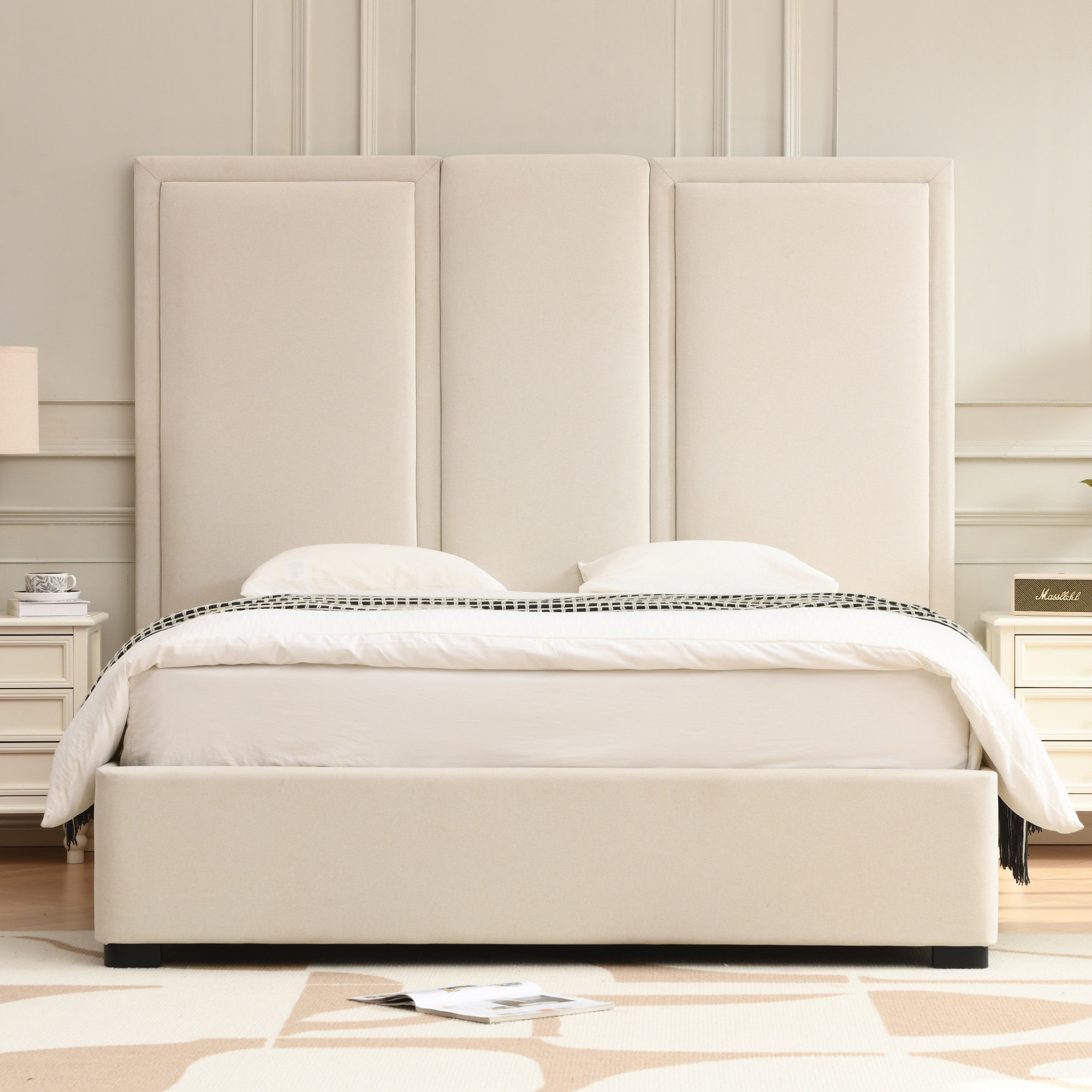 Ebern Designs Morghen Upholstered platform bed with extra high ...