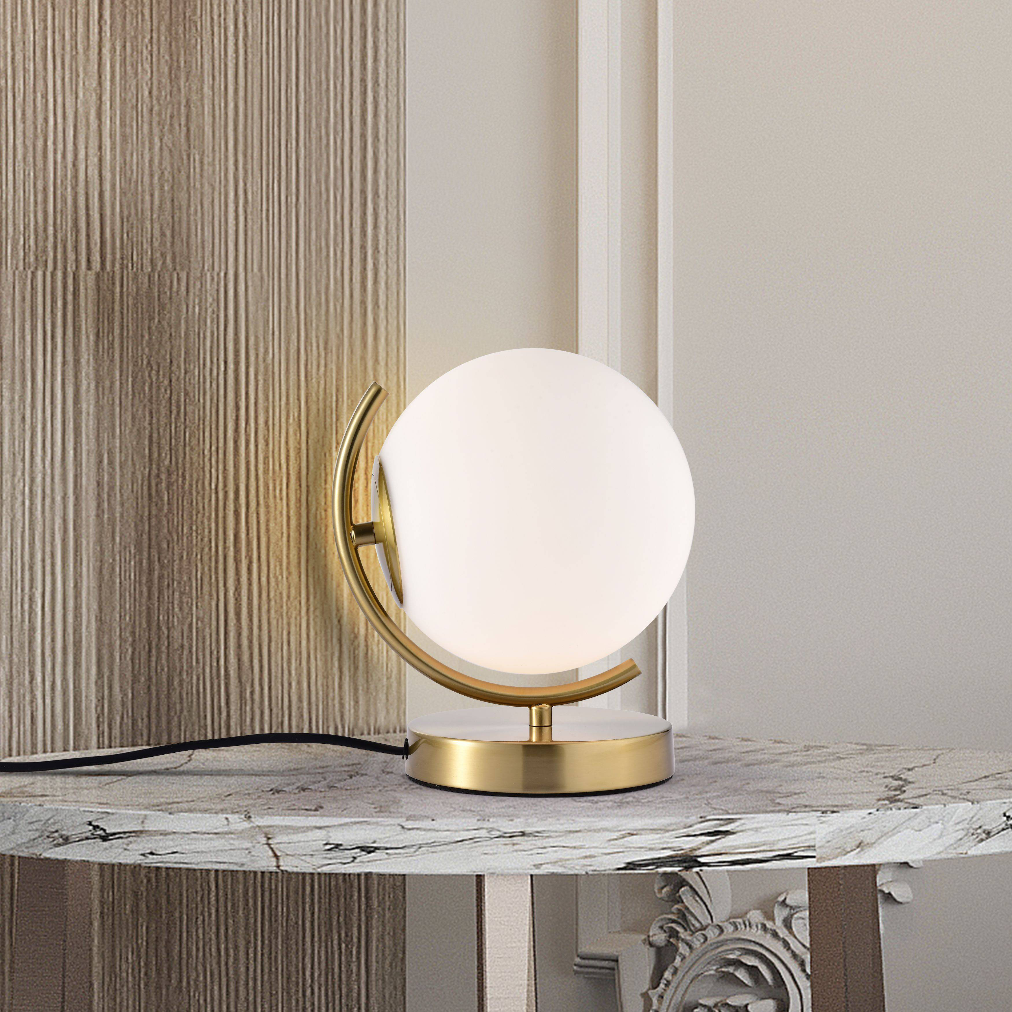 Mercer41 Gold Globe Table Lamp with Glass Ball Lamp Shade Mid Century ...