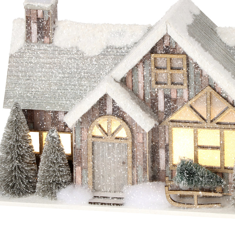 The Holiday Aisle® 11" LED Cardboard Log Cabin | Wayfair
