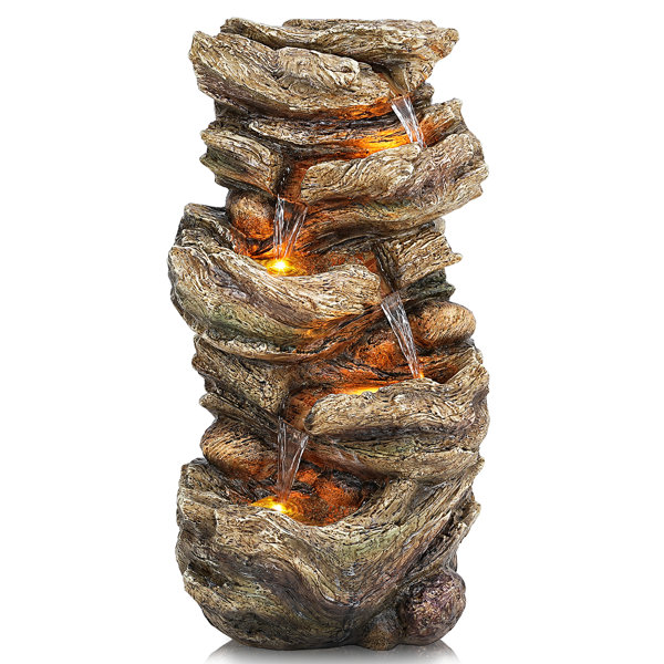 Union Rustic Ceridwen 32" High LED Rock Waterfall Fountain - 5-Tier ...