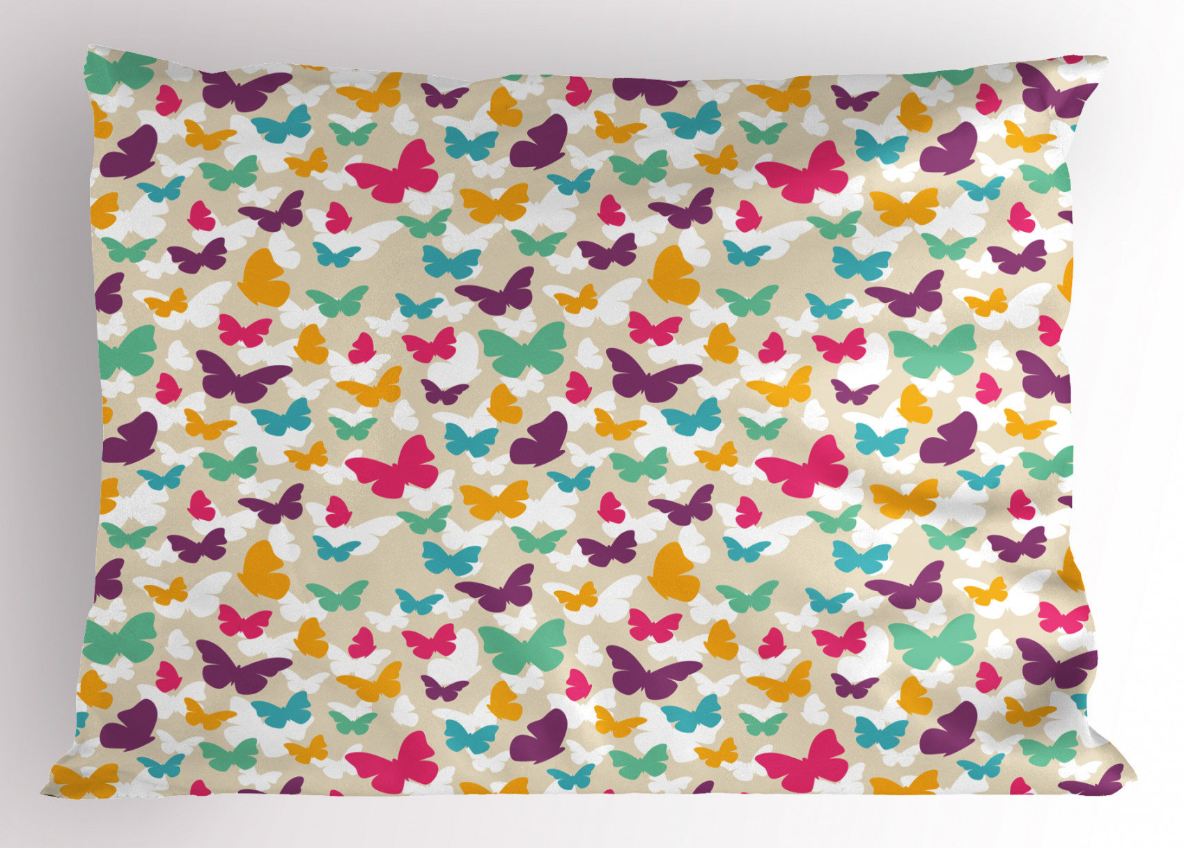 Ambesonne Butterfly Pillow Sham, Colourful Flying Butterfly Silhouettes ...