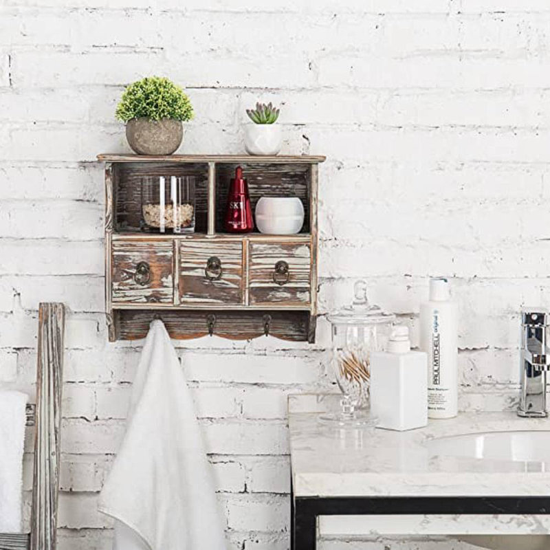 August Grove® Bantom Solid Wood Wall Organizer with Key Hooks | Wayfair