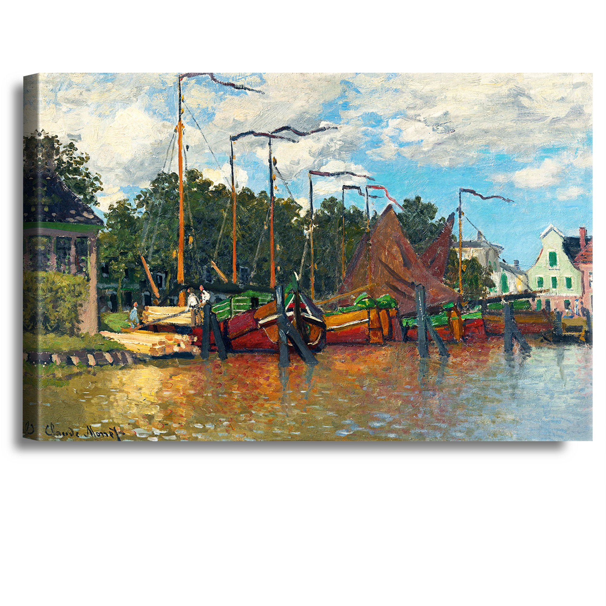 Vault W Artwork Boats at Zaandam by Claude Monet Painting Reproductions ...
