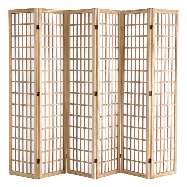 Latitude Run® Room Divider, 6 Panel Japanese Room Divider, Wood Folding ...
