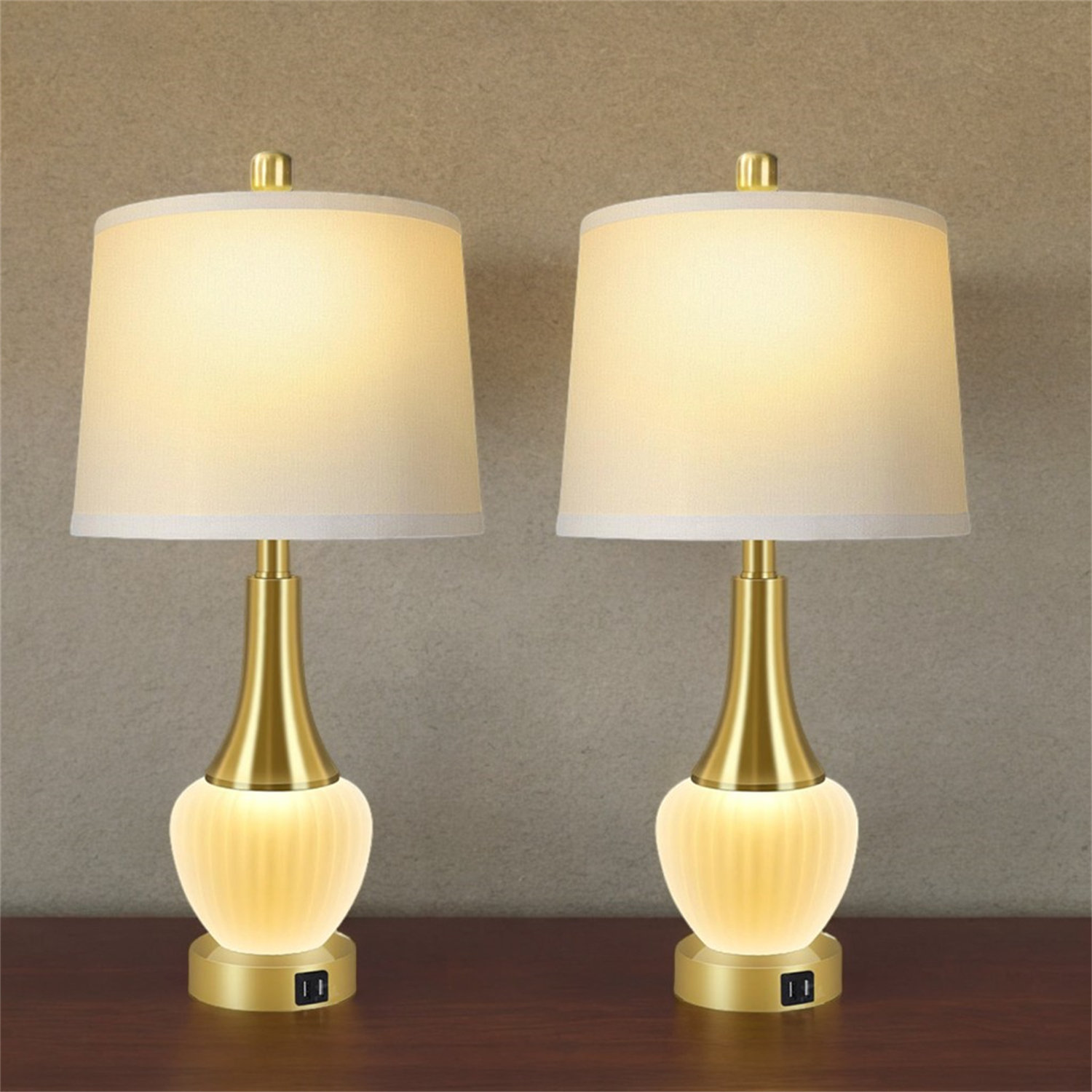Mercer41 Living Room Table Lamp 2-Piece Set With USB Ports | Wayfair