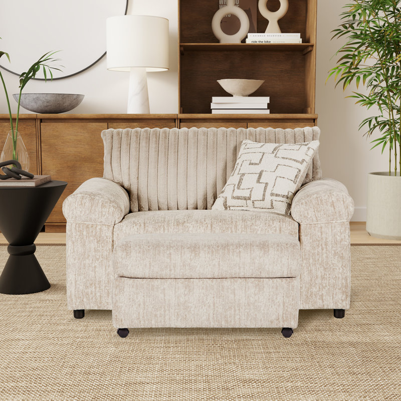 Latitude Run® Oliwier Wide Wale Corduroy Cuddle Chair and Ottoman Set ...
