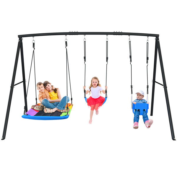Klo Kick Swing Set with 45" Swing and Toddler Swing, Belt Swing 500lbs ...