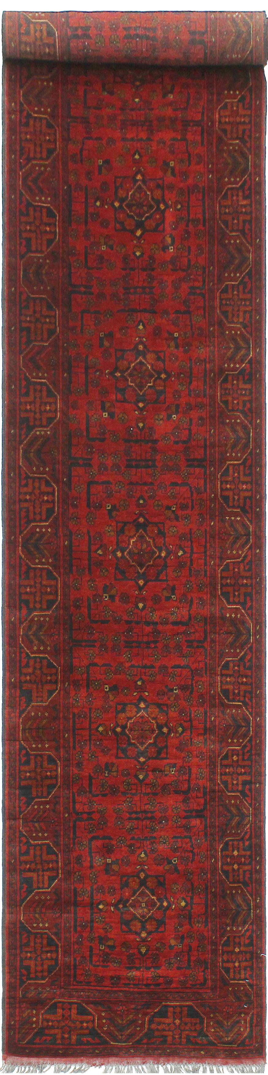 Isabelline Madonia Geometric Handmade Hand-Knotted Runner 2'7" x 12'9 ...